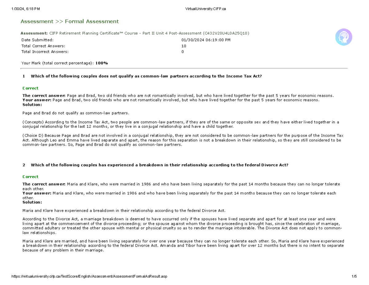 RT2 UNIT 4 FA Answers - part 2 - Assessment >> Formal Assessment Assessment: CIFP Retirement ...