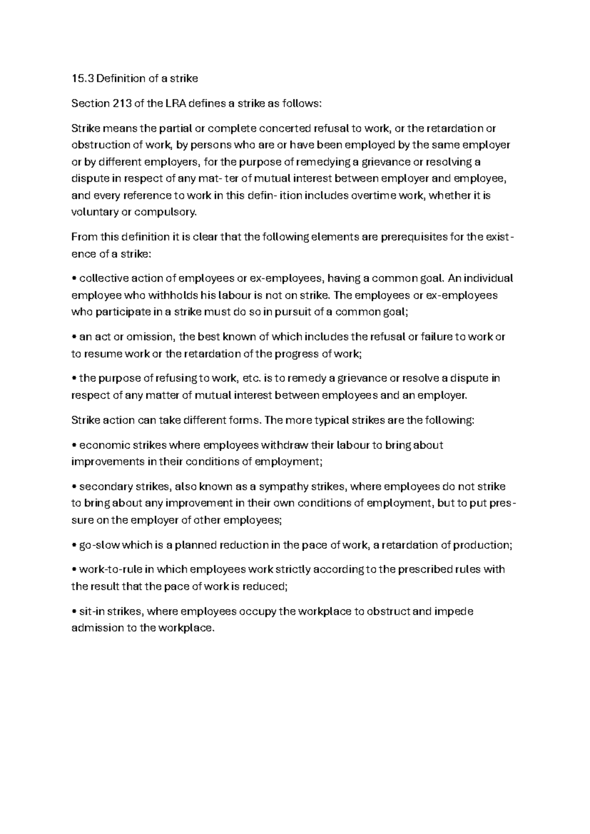 Ice task for LAES - 15 Definition of a strike Section 213 of the LRA ...