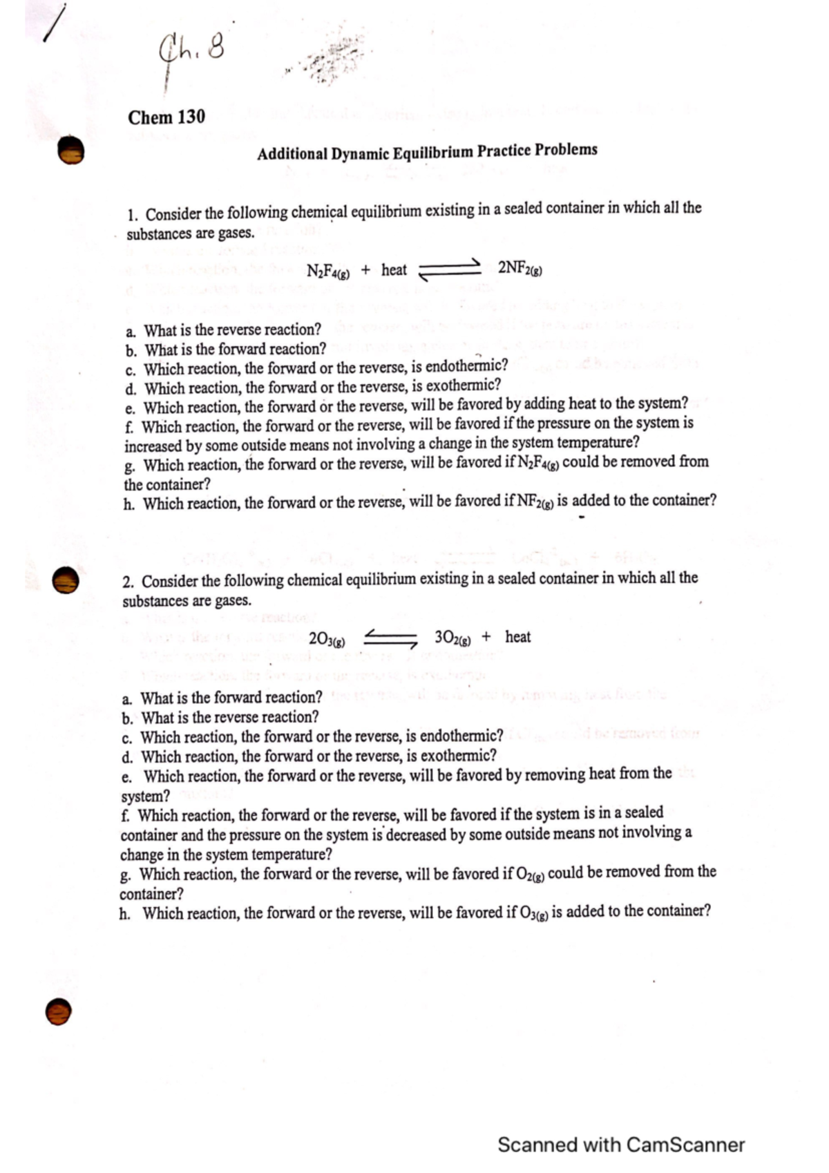 Chem 130 Ch 8 Additional Practice - CHEM 130 - Studocu