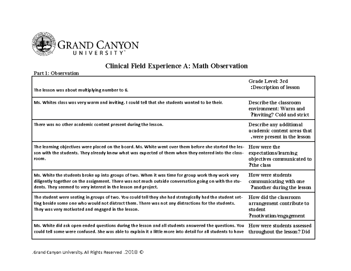 ELM-560-T2-Math Observation Christin Martinez - Clinical Field ...