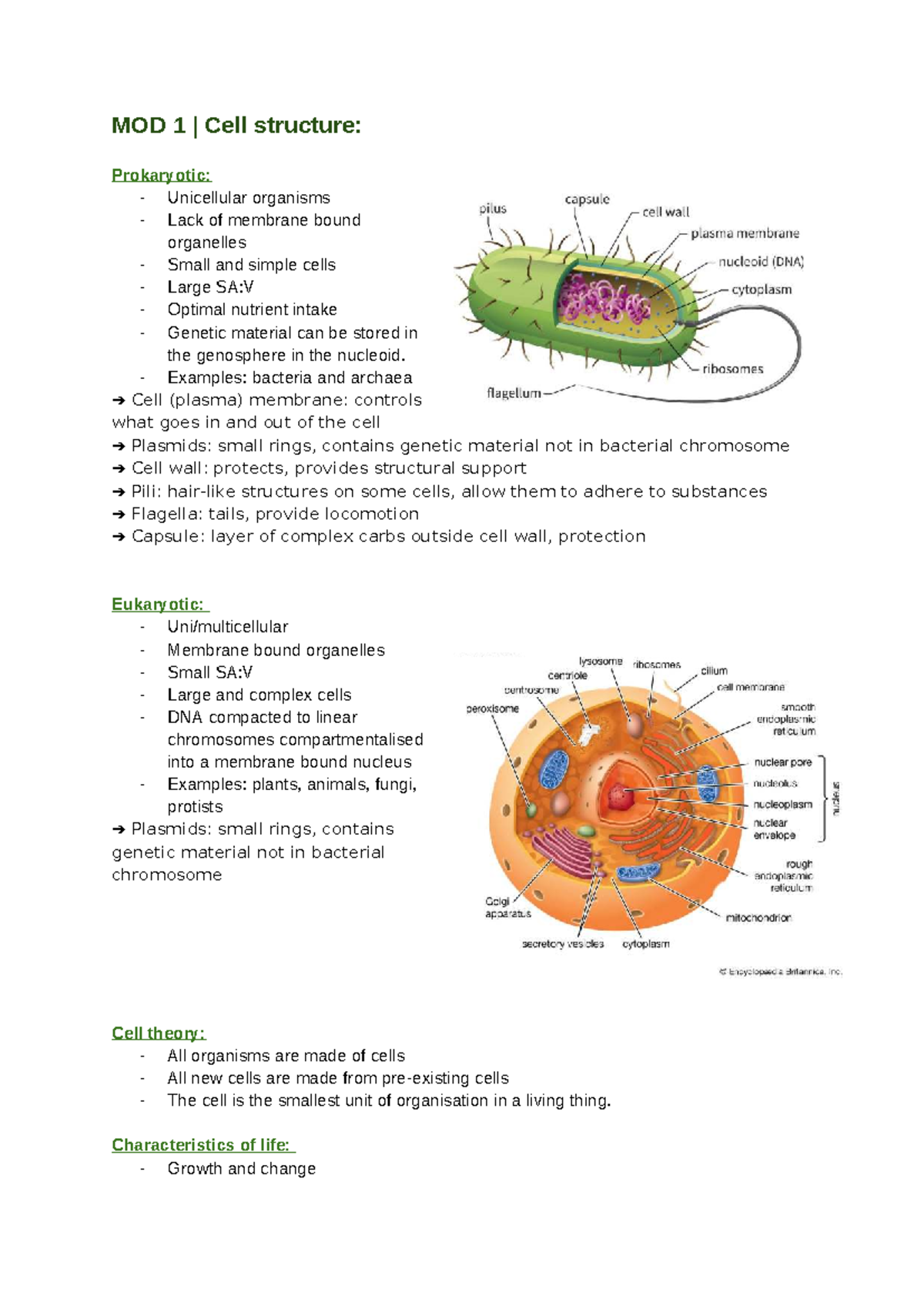 BIO MODULE 1 Preliminary Notes 2021 - MOD 1 | Cell structure ...