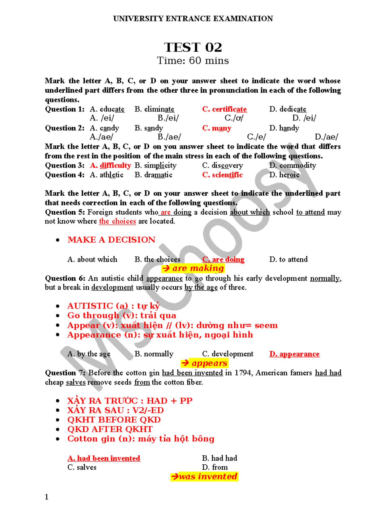 TEST-02-1 - ..kcv - TEST 02 Time: 60 mins Mark the letter A, B, C, or D ...