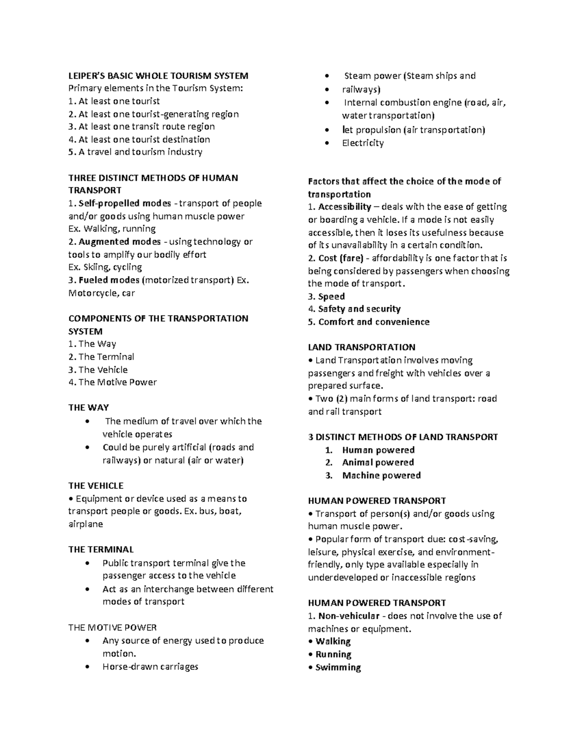 Micro - LEIPER’S BASIC WHOLE TOURISM SYSTEM Primary elements in the ...