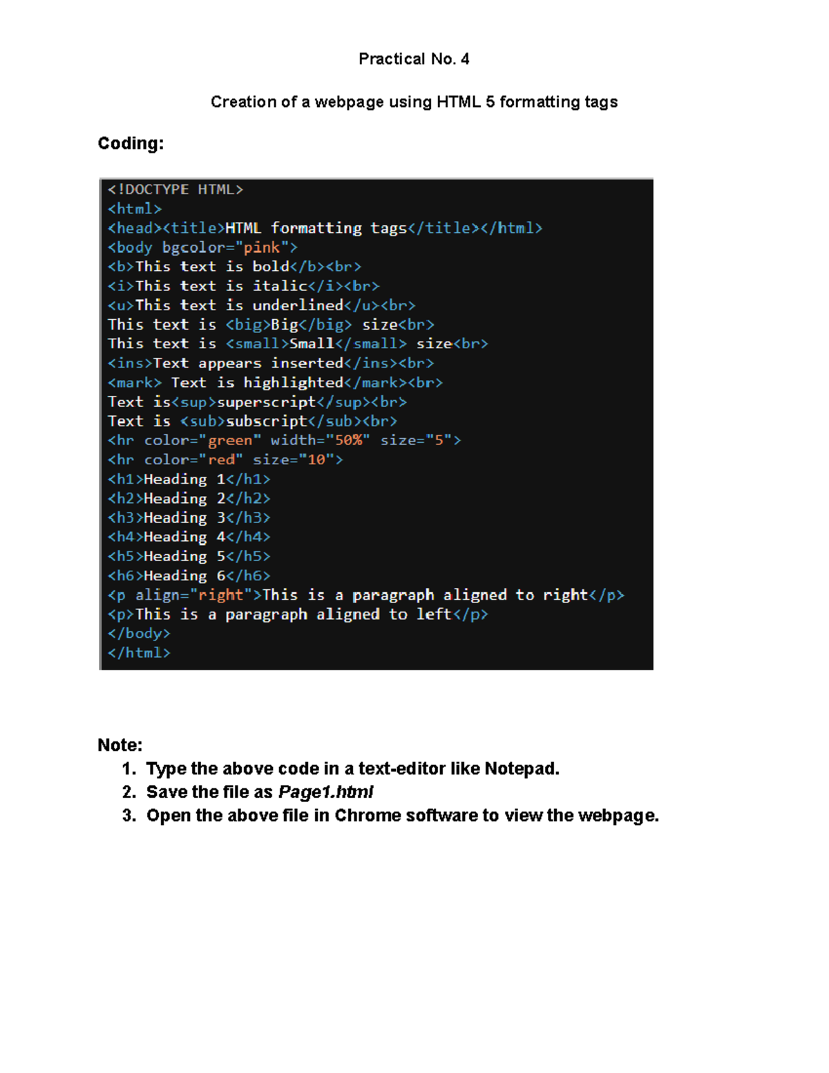 Practical 4 - ijik - Mumbai University - Practical No. 4 Creation of a webpage using HTML 5 ...