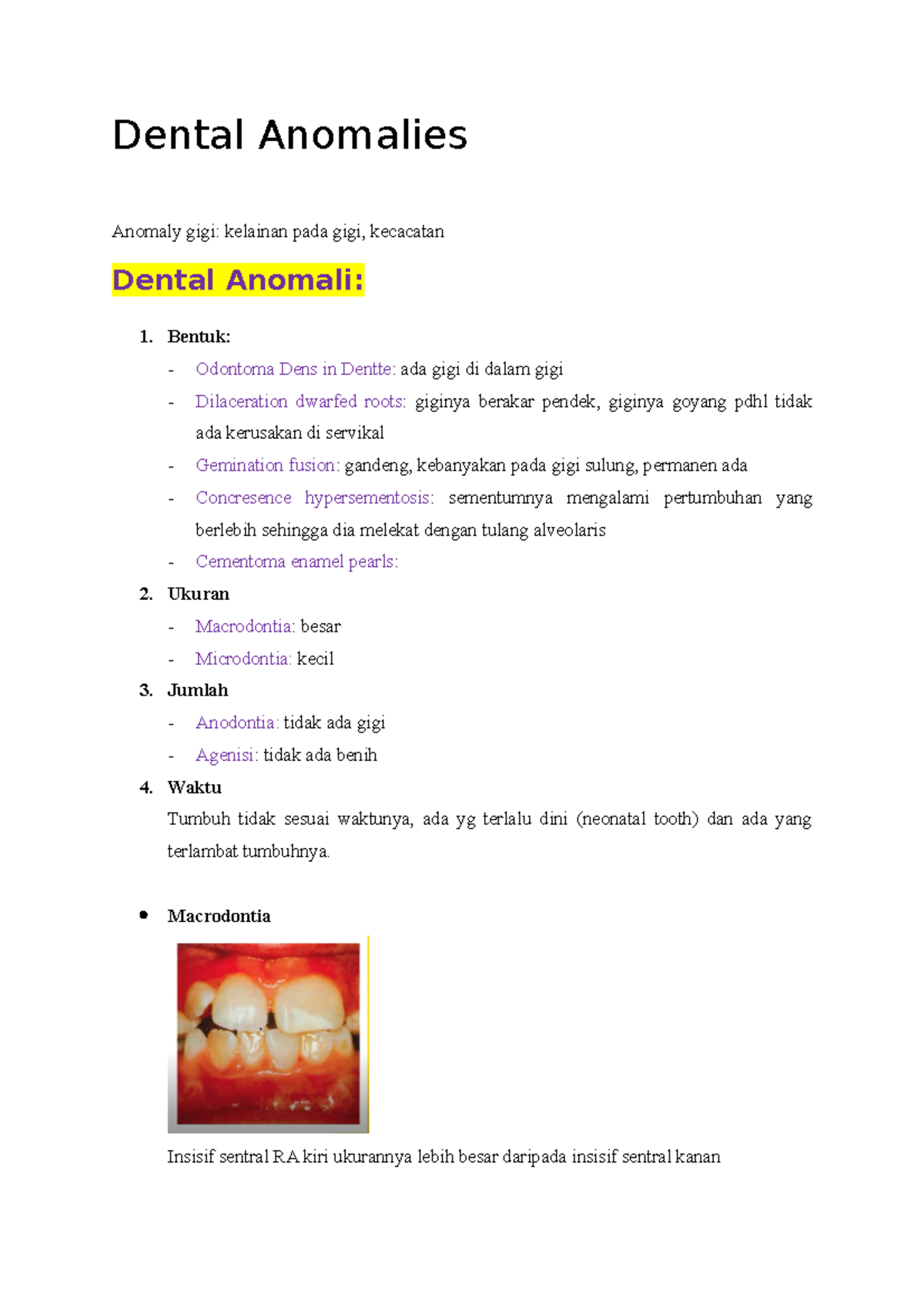 4. Dental Anomalies - catatan anatomi gigi - Dental Anomalies Anomaly ...