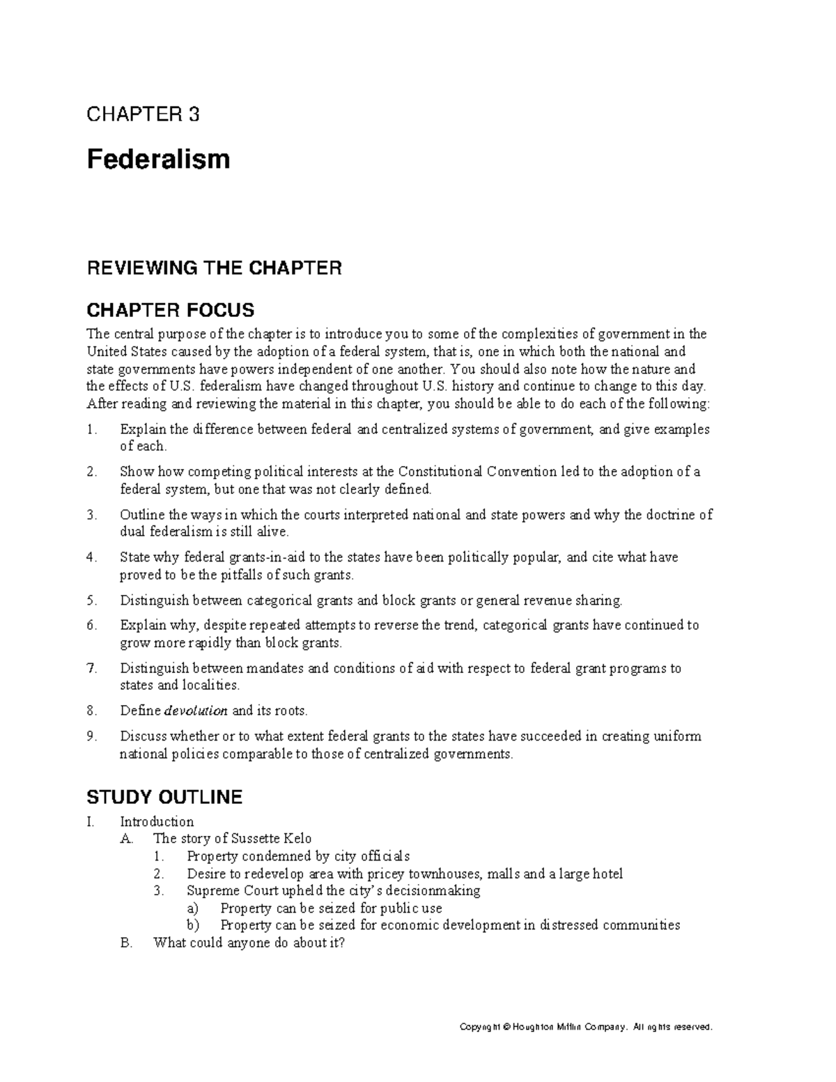Chapter 3 - CHAPTER 3 Federalism REVIEWING THE CHAPTER CHAPTER FOCUS ...