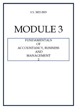 Fundamentals f of accounting 2-2 - S. 2022- MODULE 2 FUNDAMENTALS OF ...