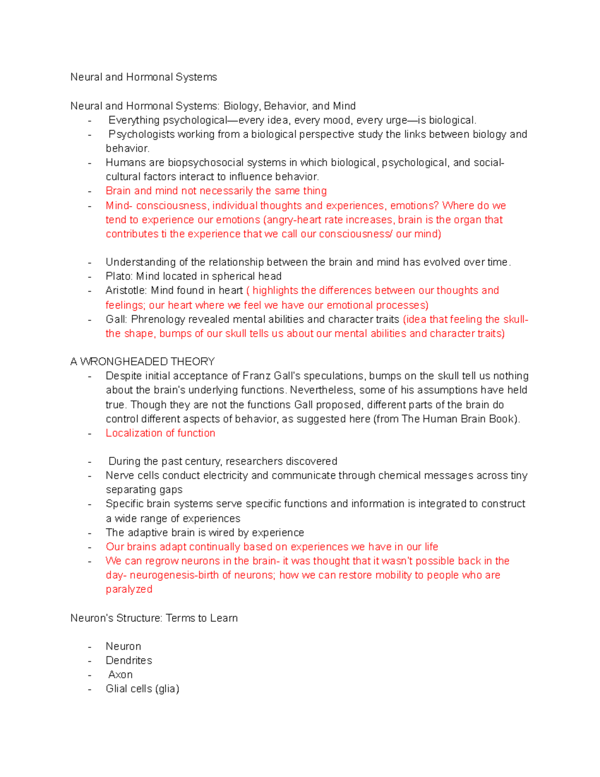Psych 10 Week 2 Part 2 - Neural and Hormonal Systems Neural and ...