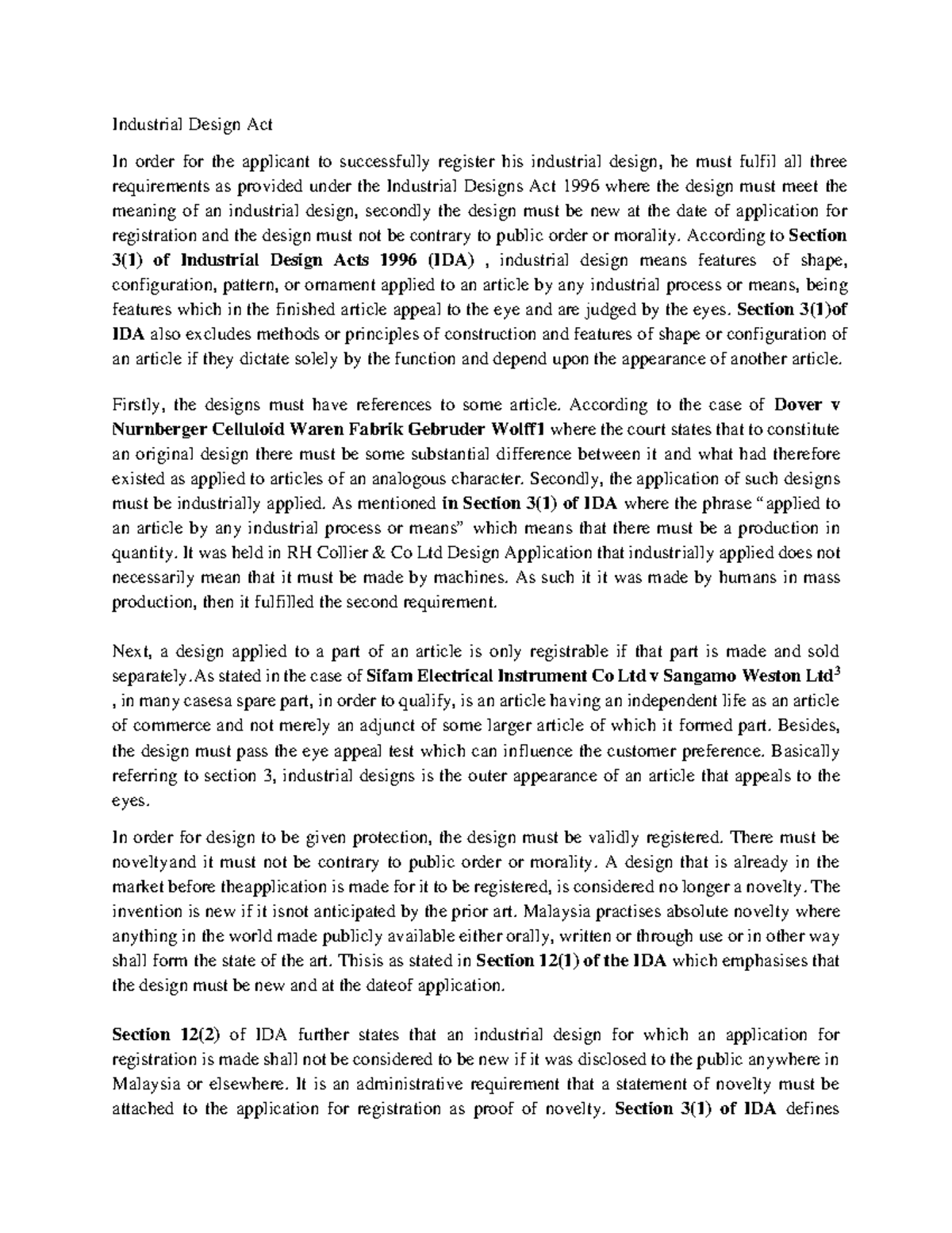 Industrial Design Act - only for references - Industrial Design Act In ...