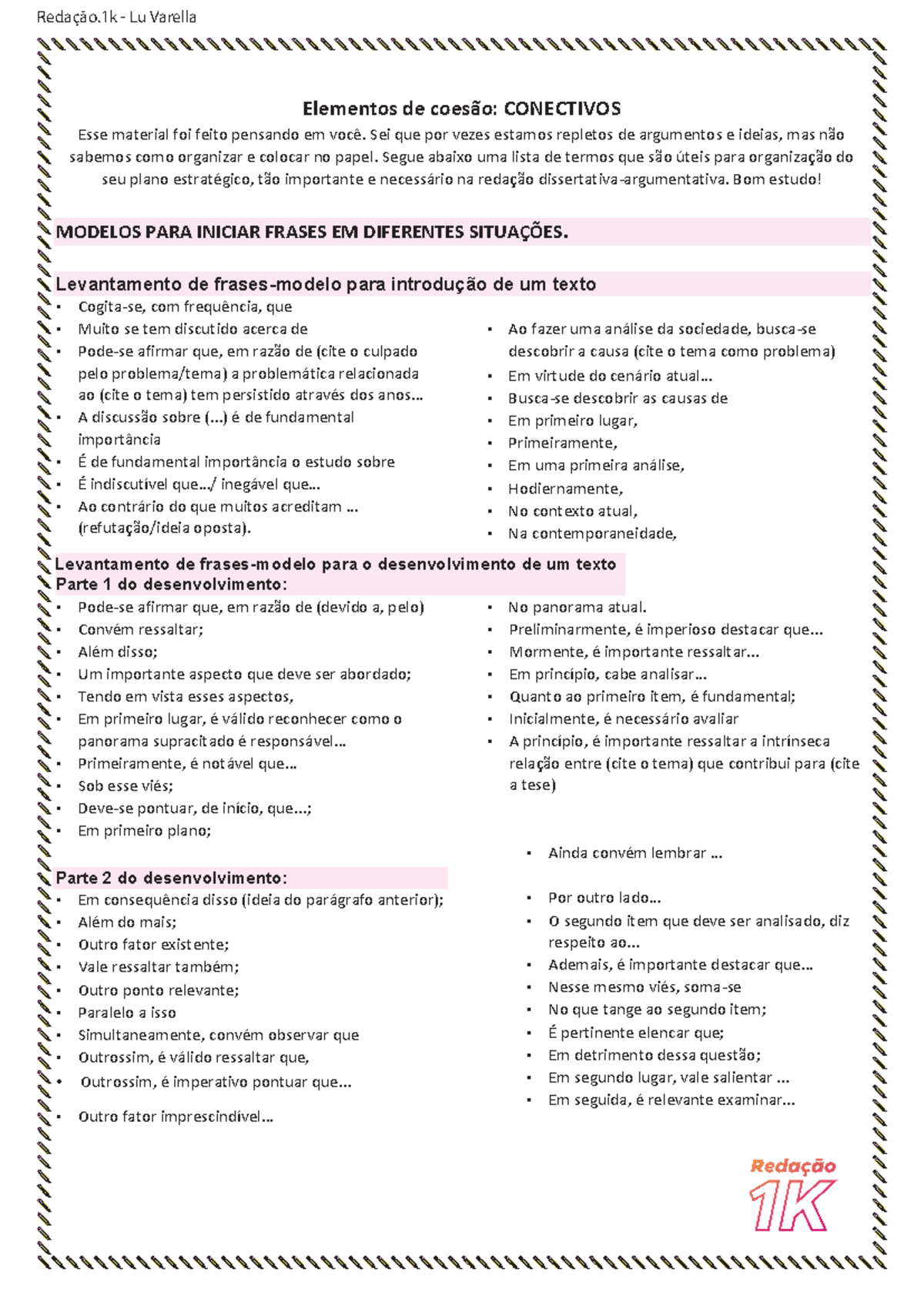 Coesão, Conectivos (Redação - Elementos de coesão: CONECTIVOS Esse ...