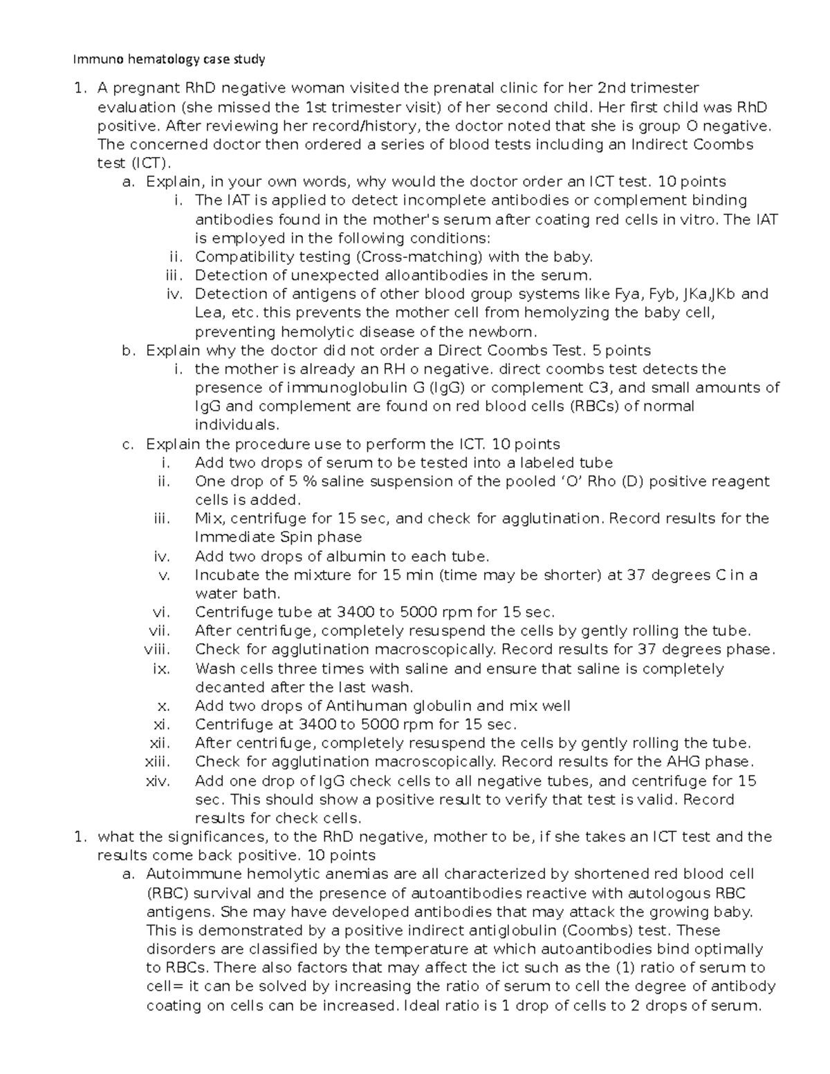 Immuno hemat lab 2 compiled test - Immuno hematology case study A ...