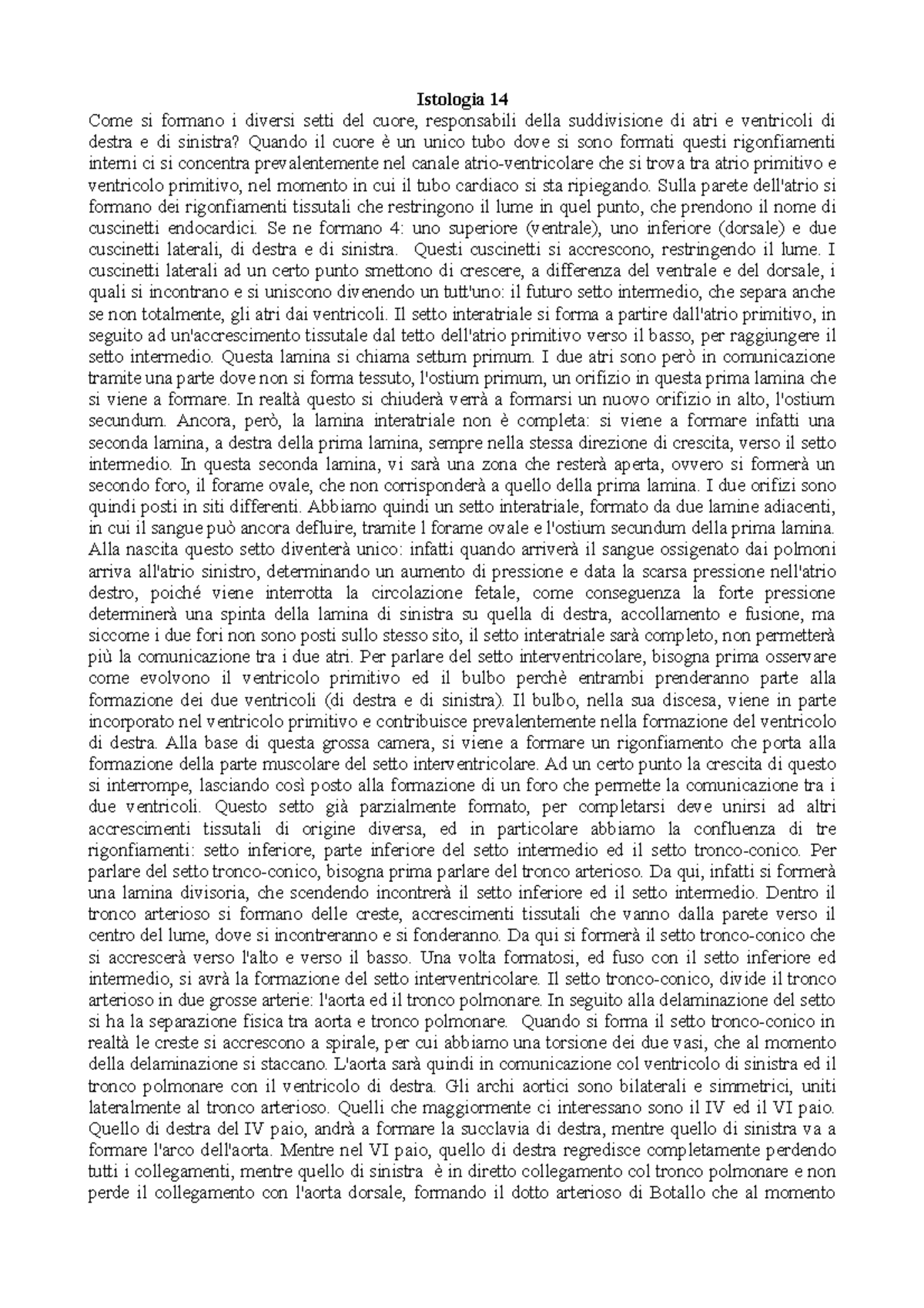 Embriologia-2 metà cardiovasc- sviluppo dei setti cardiaci) - Istologia ...