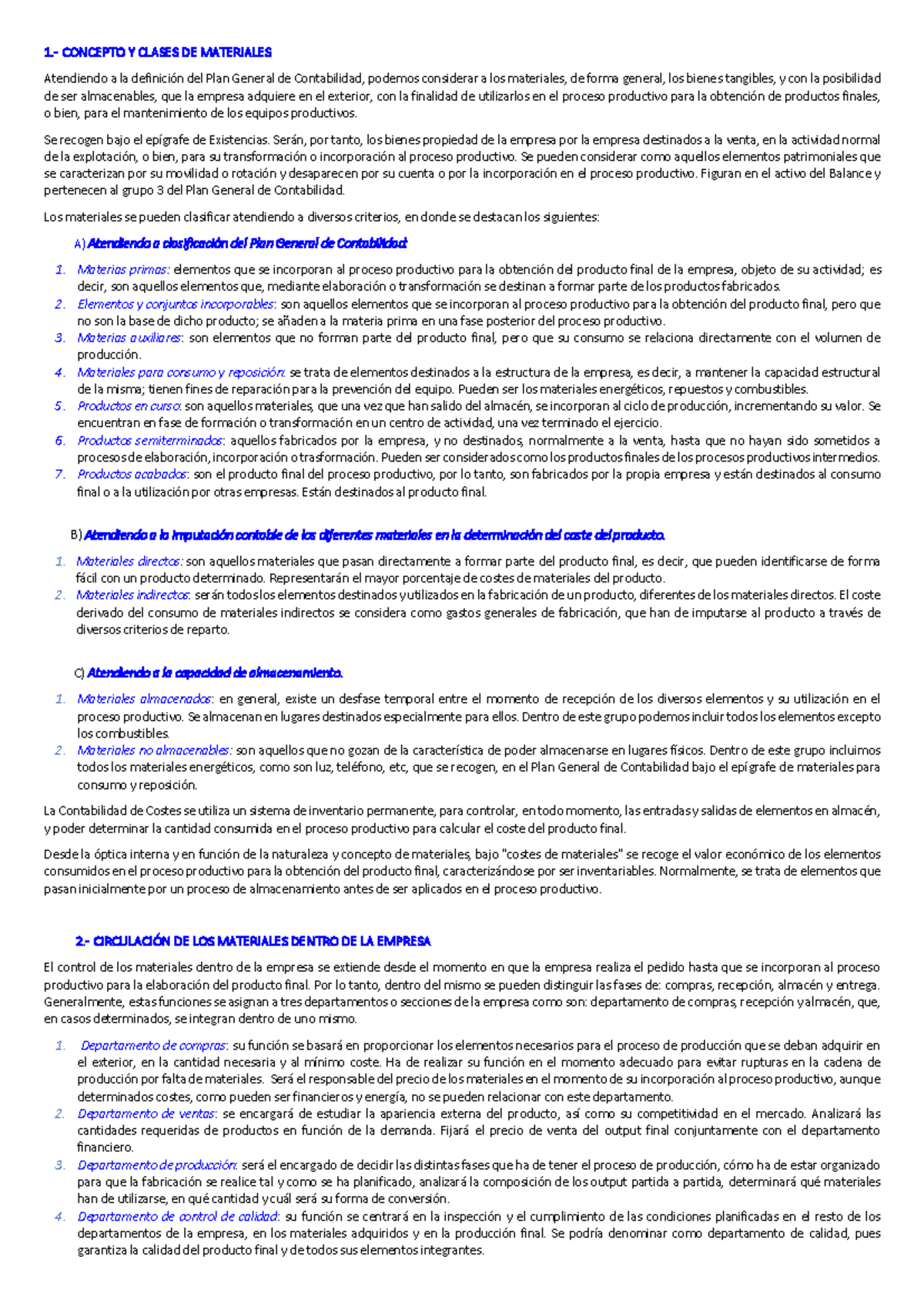 TEMA 3. Complementario - 1 .- CONCEPTO Y CLASES DE MATERIALES Atendiendo a la definición del ...