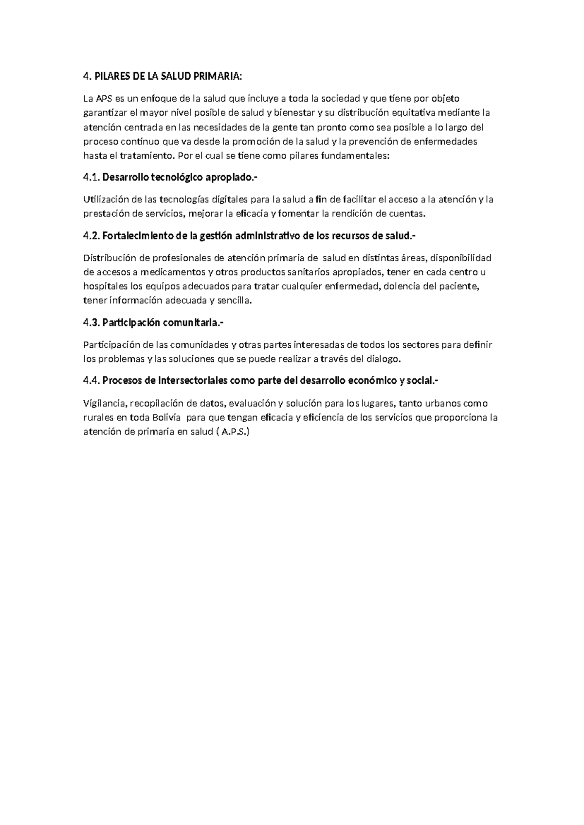 4. Pilares DE LA APS - holaaaa - 4. PILARES DE LA SALUD PRIMARIA: La ...