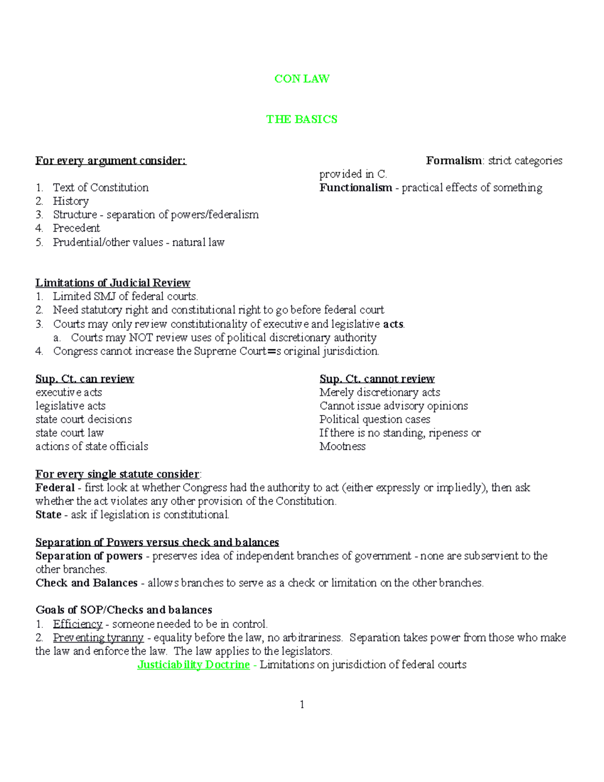 The basics - con law prewrites - CON LAW THE BASICS For every argument ...