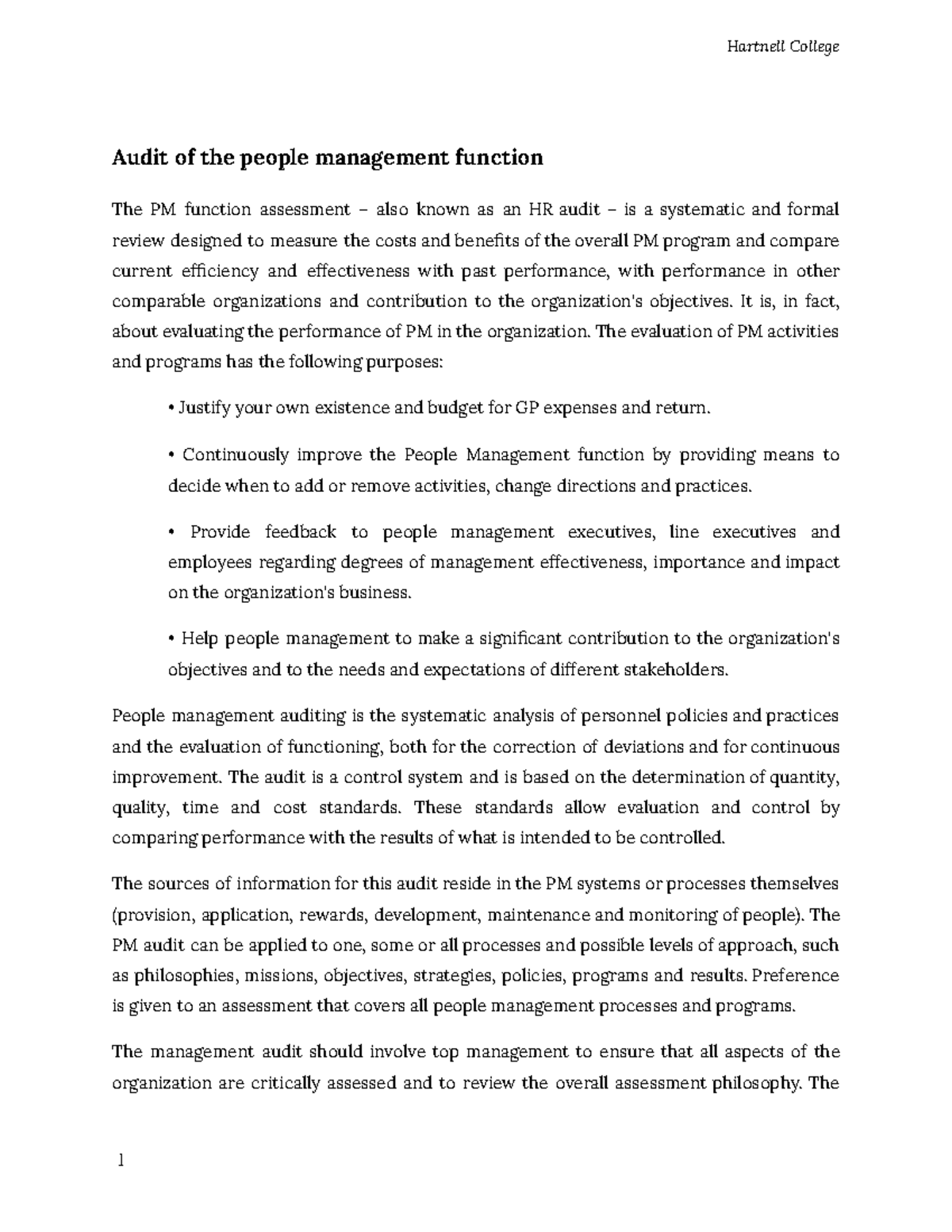 Audit of the people management function. - It is, in fact, about ...