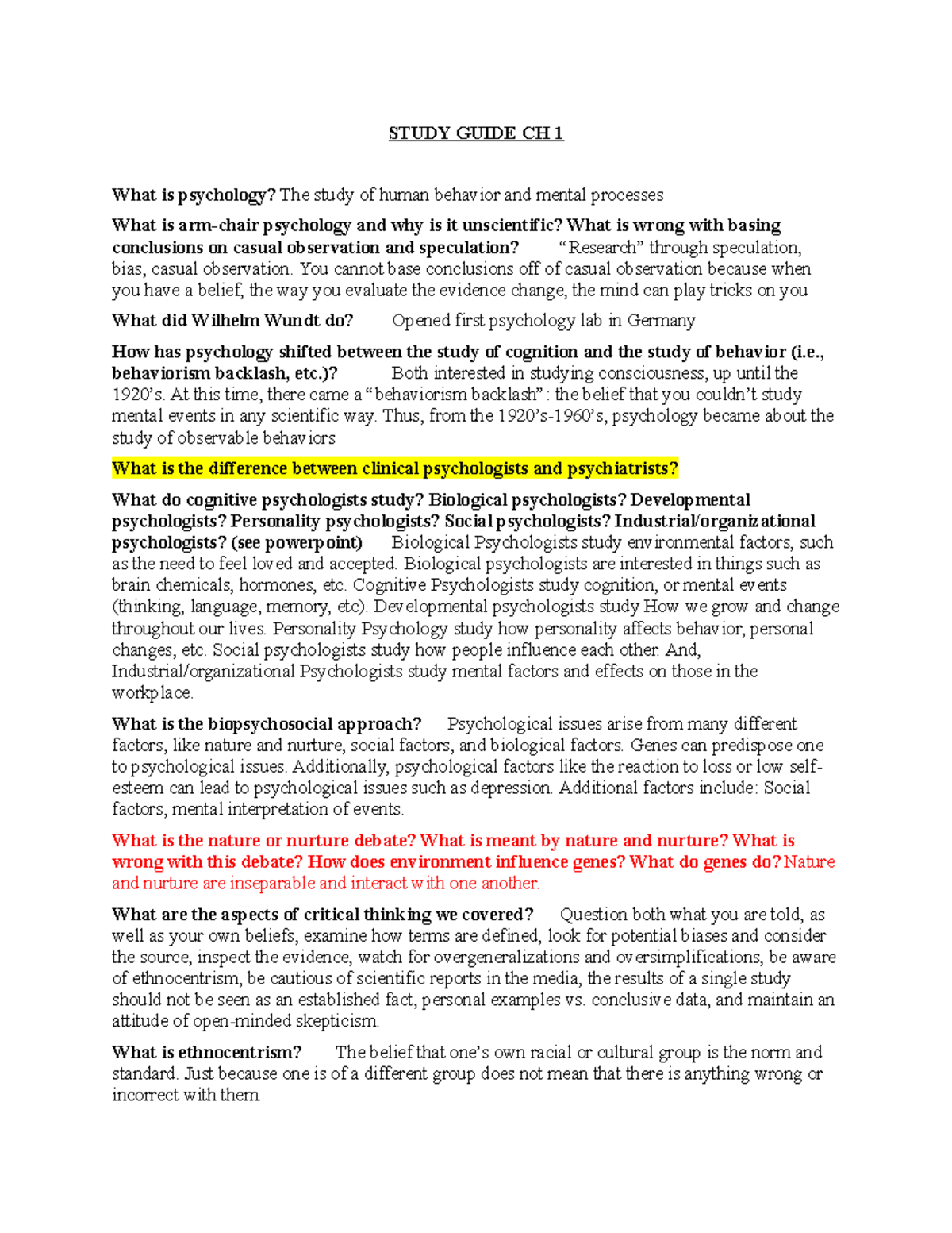 Complete Review Test 1 - Research methods - STUDY GUIDE CH 1 What is ...