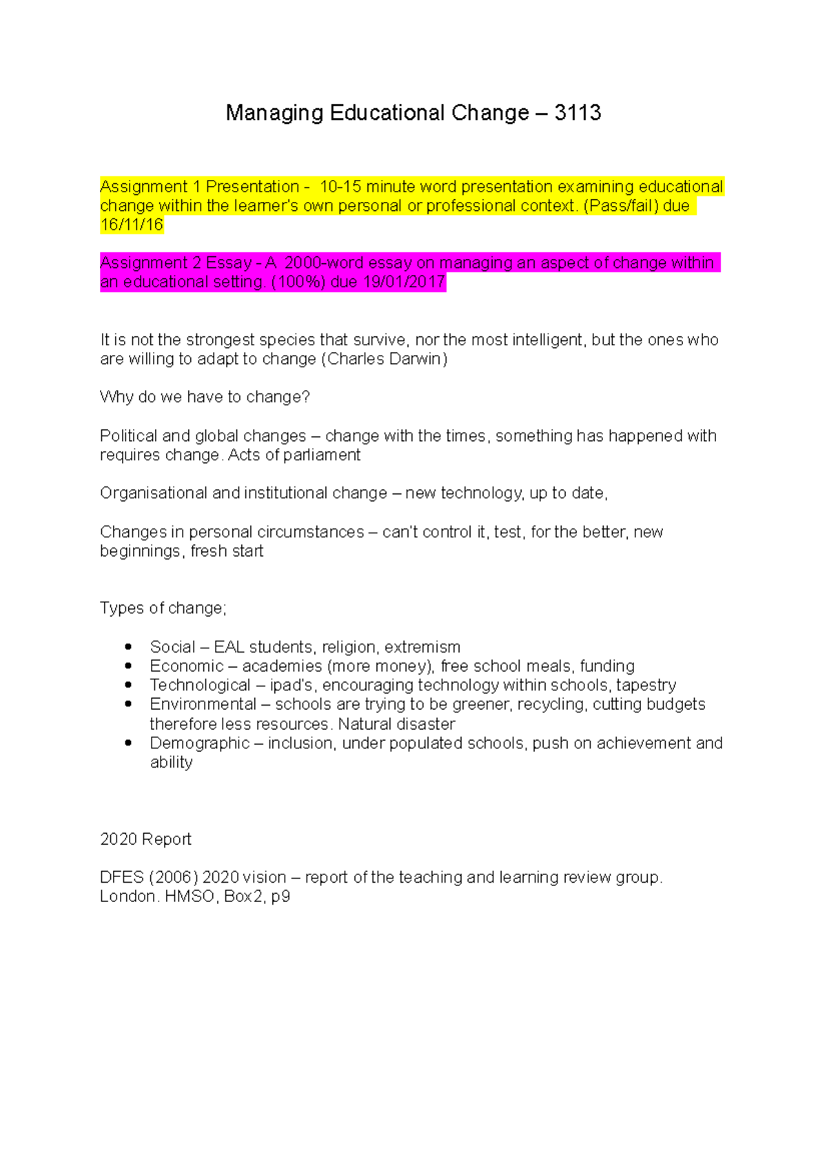 Managing Educational Change – 3113 - Managing Educational Change – 3113 ...