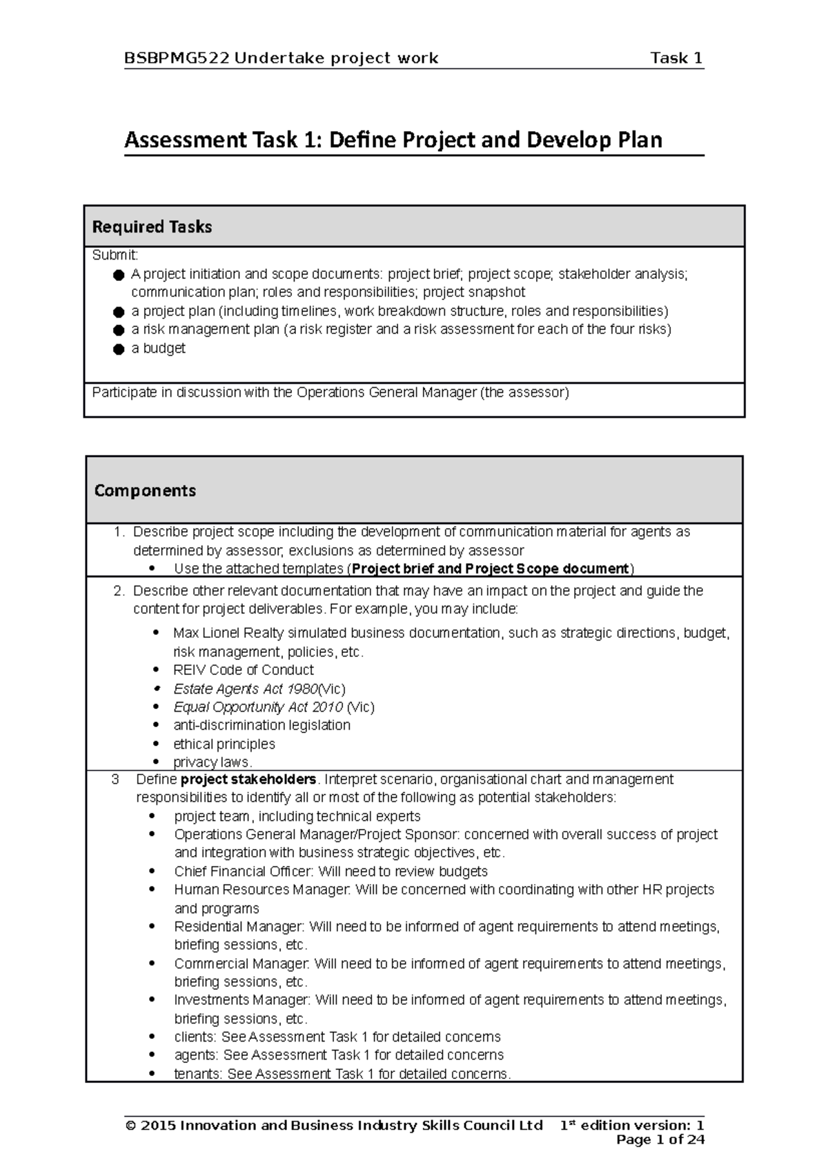 Bsbpmg 522 Assessment Task 1 Templates - BSBPMG522 Undertake project ...