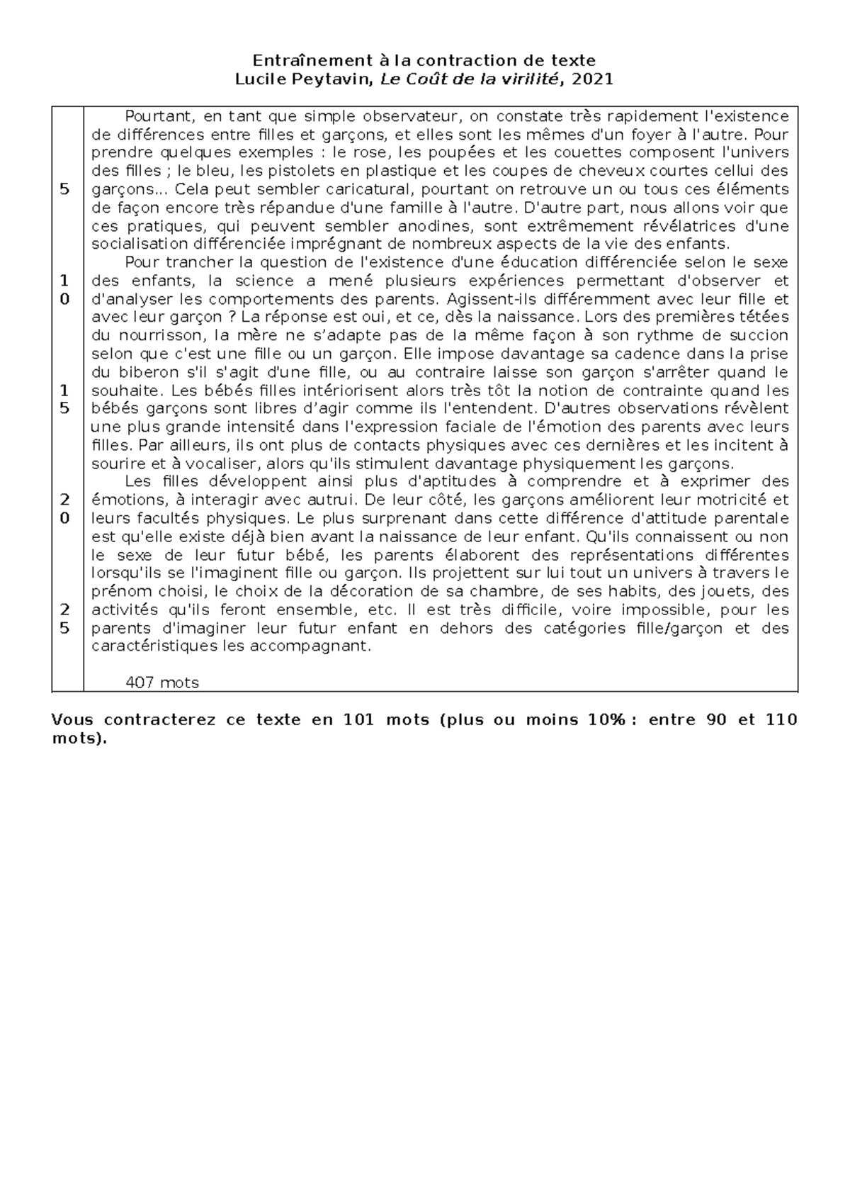 Entraînement à la contraction de texte Lucile Peytavin - Pour prendre ...