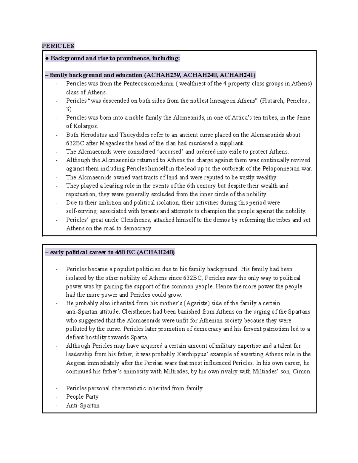 Ancient History Notes - Pericles - PERICLES Background and rise to ...