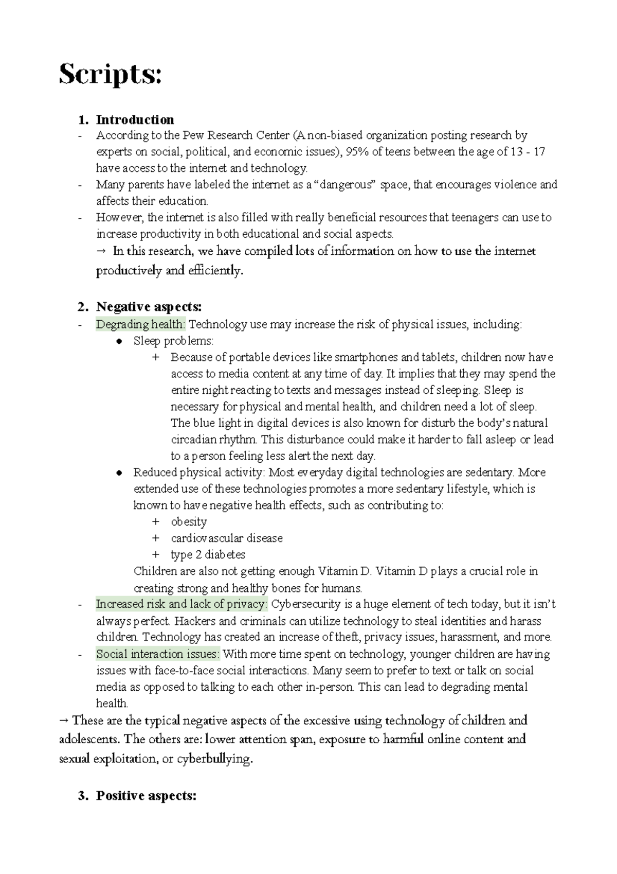 Using Technology Eficienly Script - Scripts: 1. Introduction ...