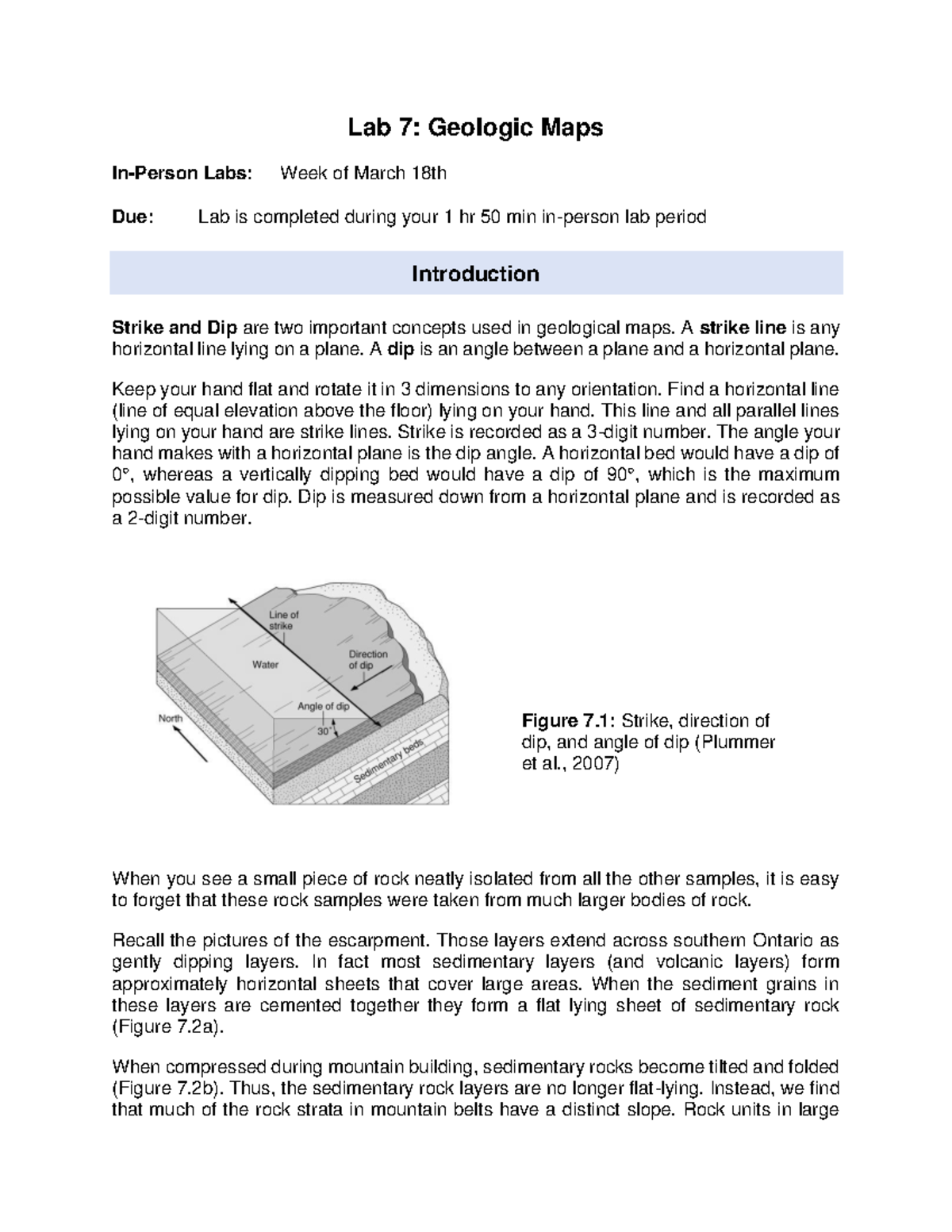 Pre-Lab Reading - Lab 7 - Geologic Maps W2024 - Lab 7 : Geologic Maps In-Person Labs: Week of ...