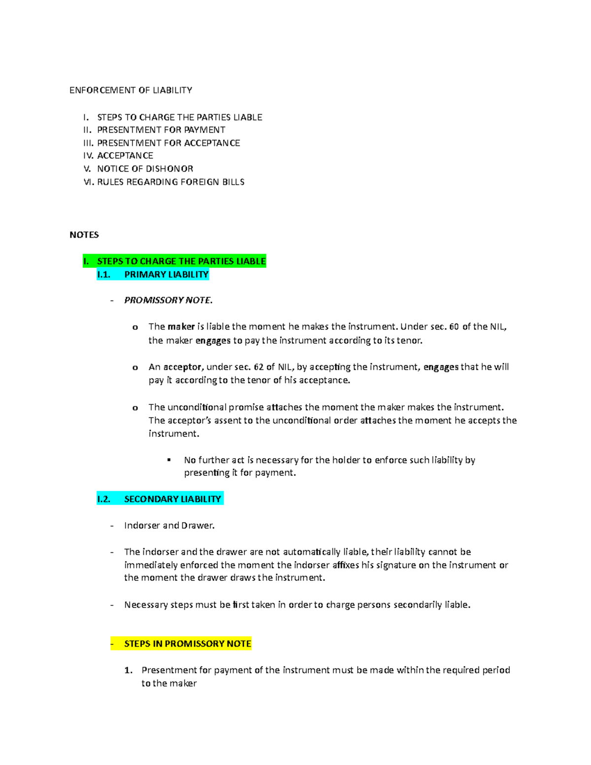 Enforcement OF Liability - ENFORCEMENT OF LIABILITY I. STEPS TO CHARGE ...