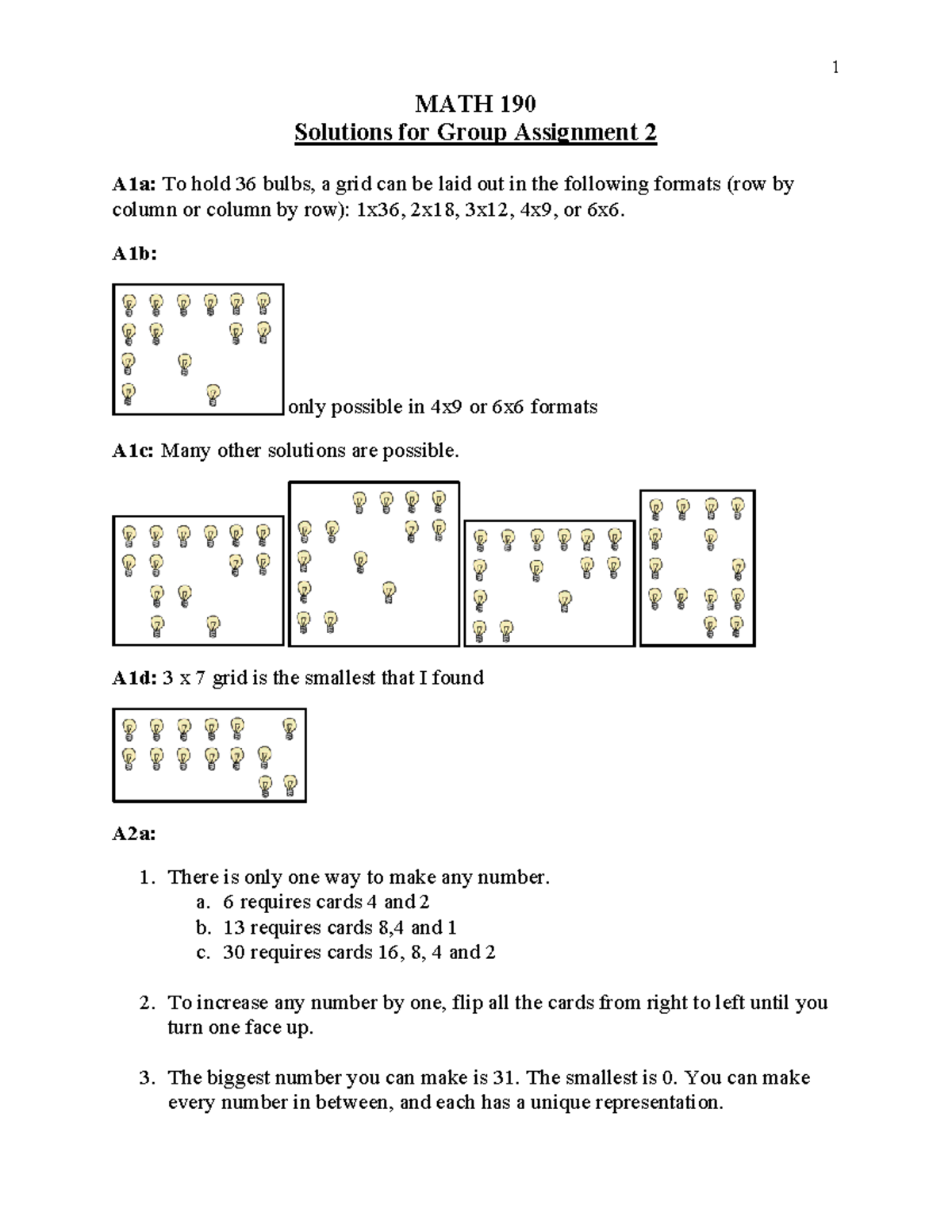 Math 190 - Group Assignment 2 Solutions - 1 MATH 190 Solutions for ...