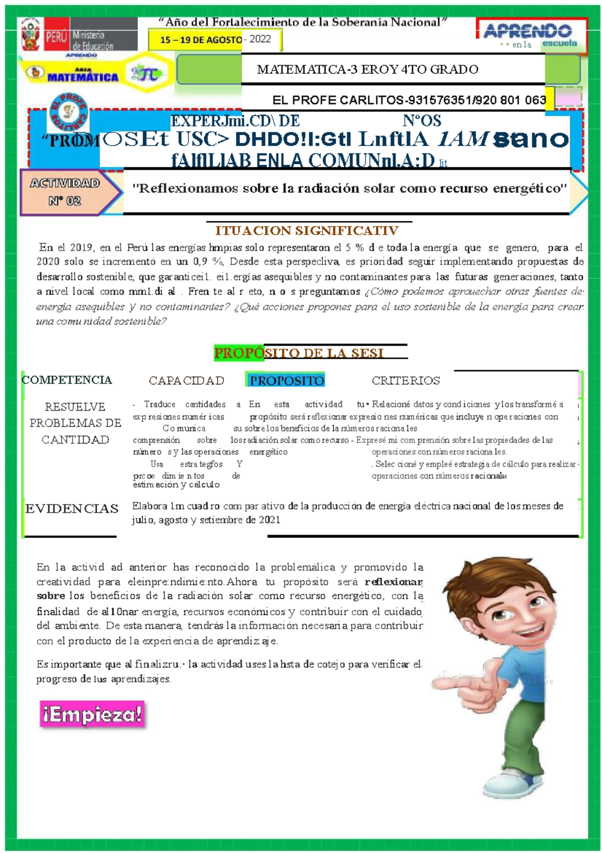 Experiencia DE Aprendizaje N° 05 - Actividad N° 02- 3ERO Y 4TO - Matematica 00001 - 2022 • • en ...