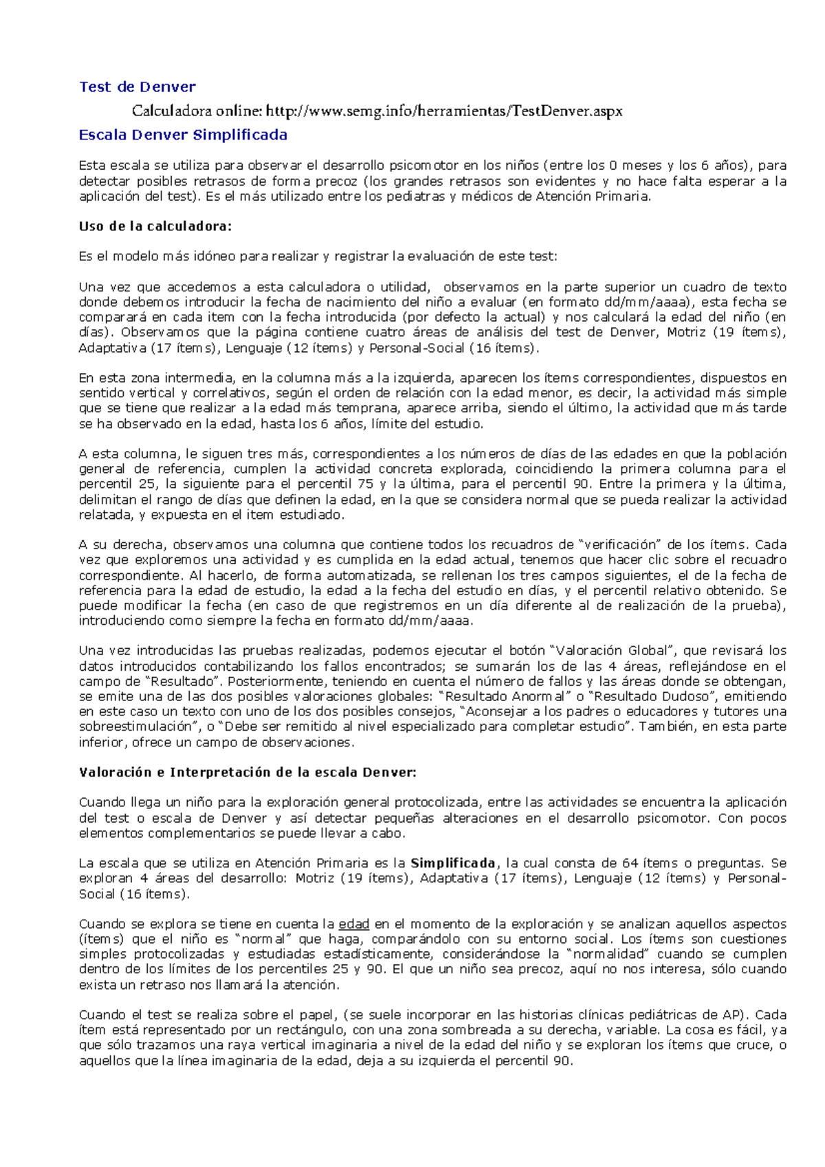 Test-de-Denver Instrucciones - Test de Denver Escala Denver ...