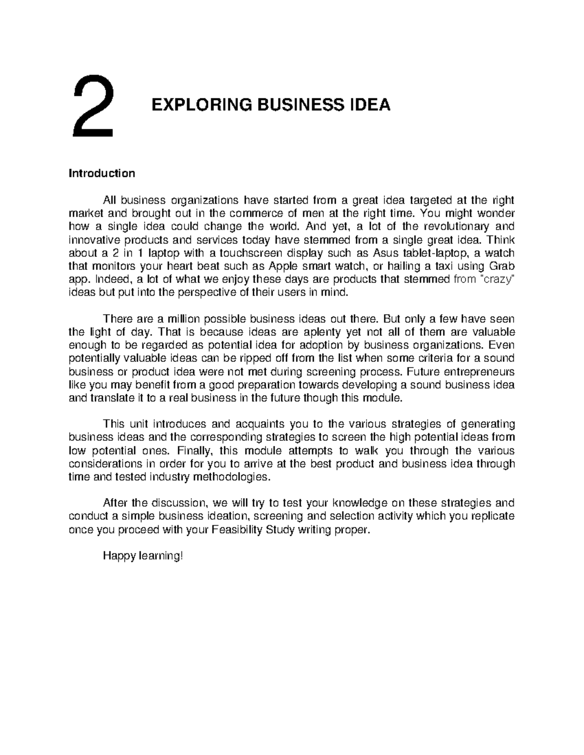 Exploring Business Idea - 2 Introduction EXPLORING BUSINESS IDEA All ...