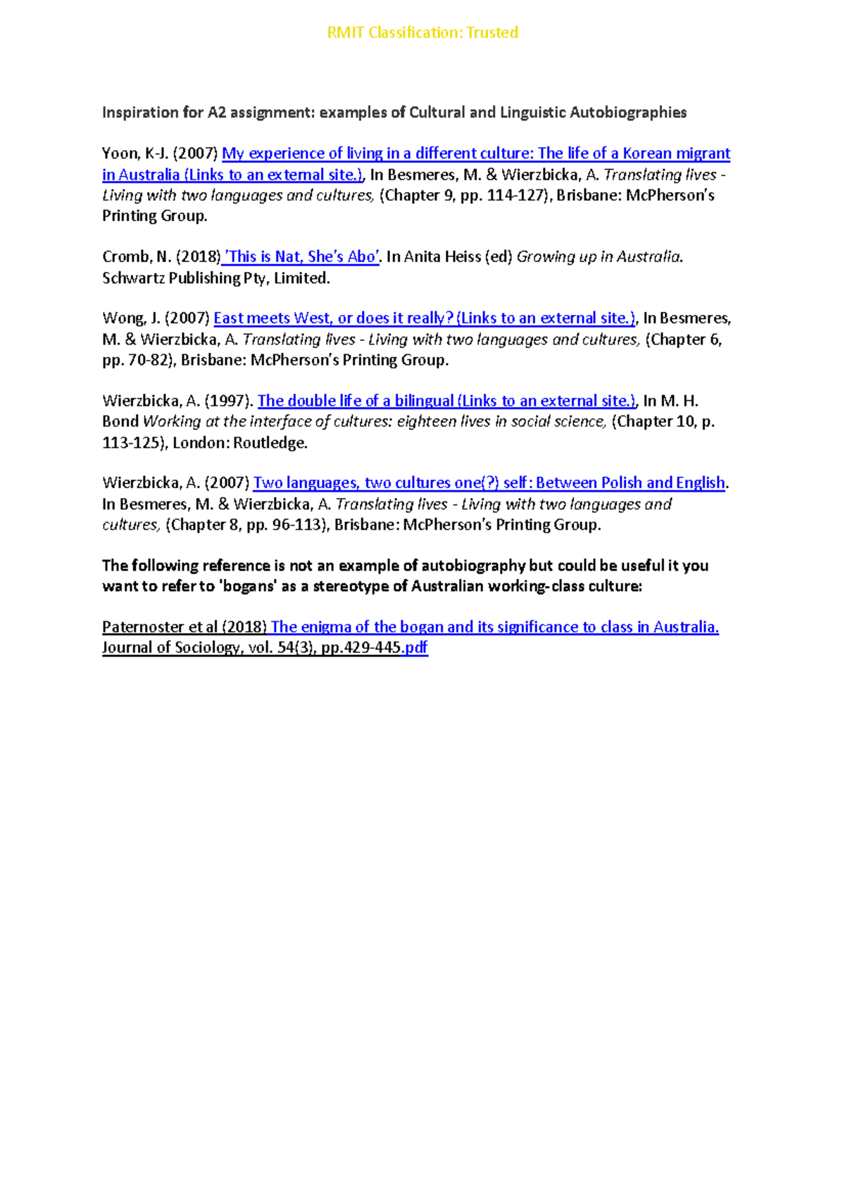 Inspiration for A2 assignment - RMIT Classifica-on: Trusted Inspiration for A2 assignment ...