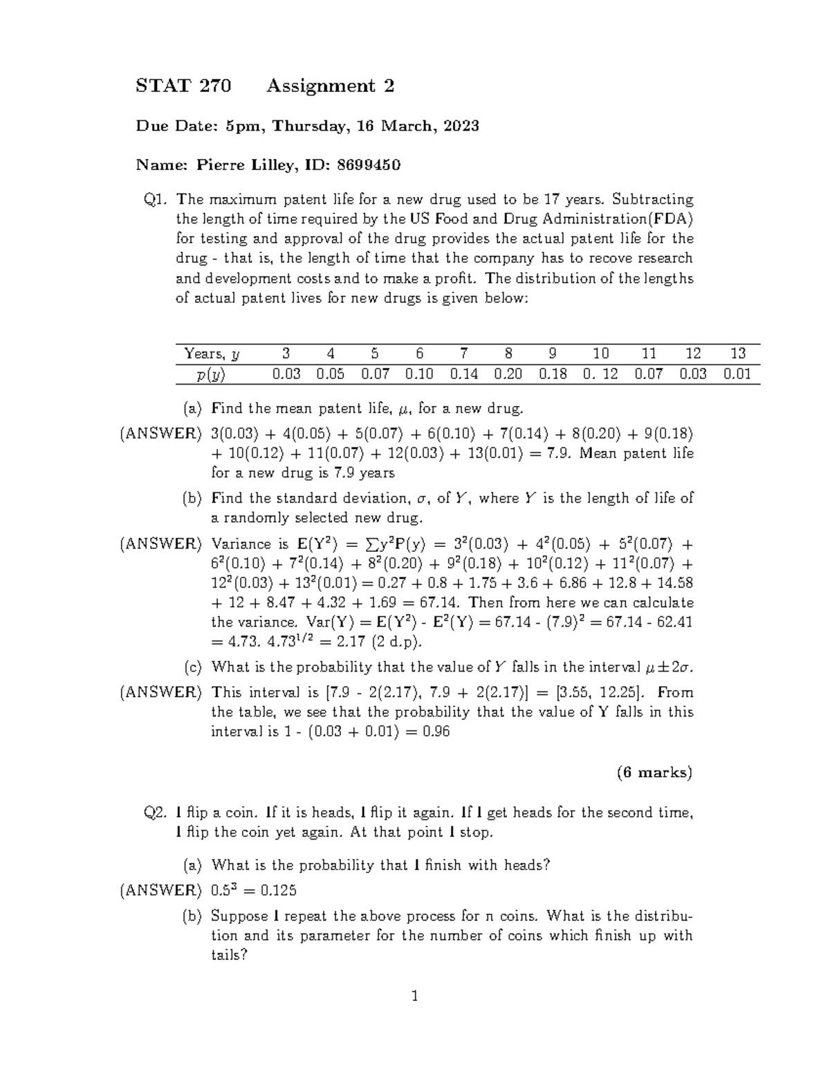 Assignment 2 - this is begin - STAT 270 Assignment 2 Due Date: 5pm ...