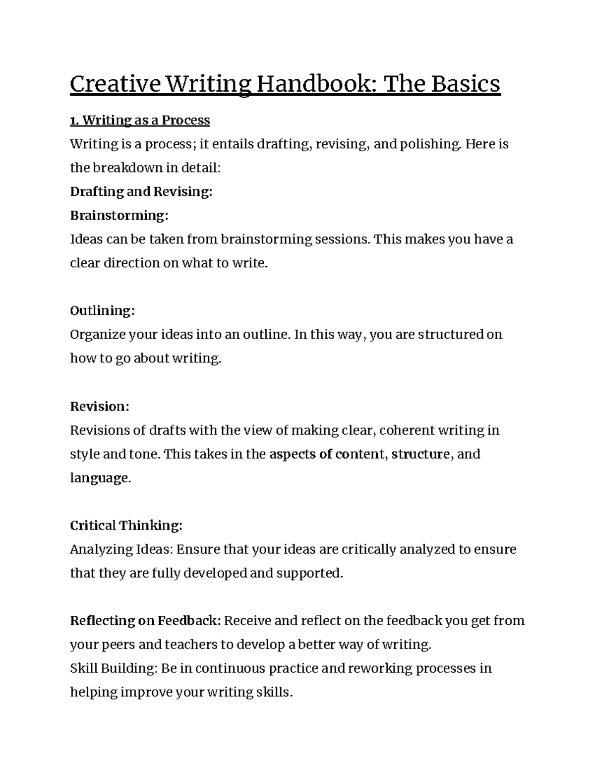 Creative Writing Handbook - The Basics - Creative Writing Handbook: The ...
