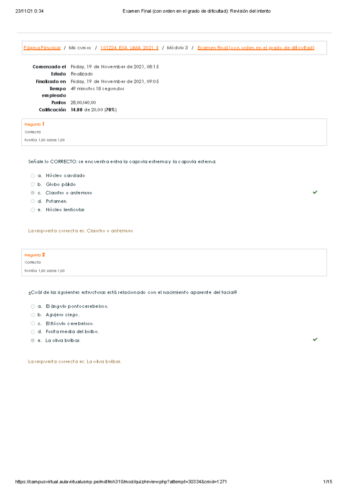 Examen Final 2021 - II - repaso - Página Principal / Mis cursos ...