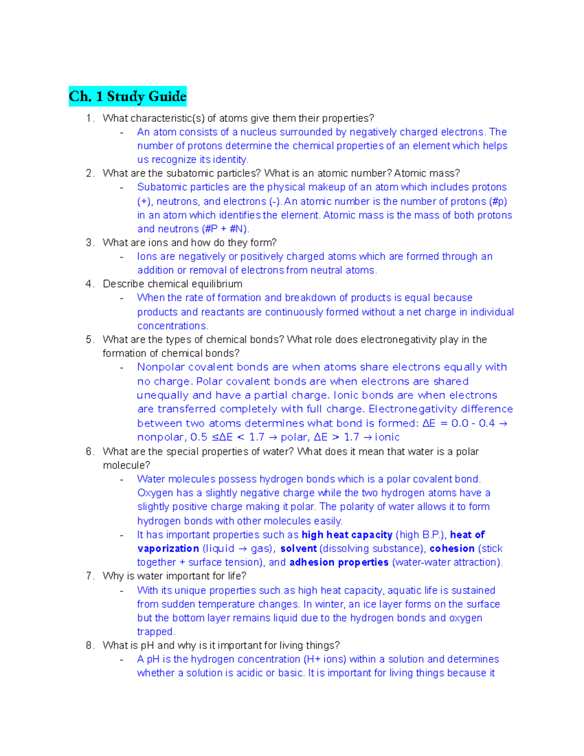Bio Unit 1-4 - Dr. Clark - Unit 1 through 4 lecture notes and practice ...