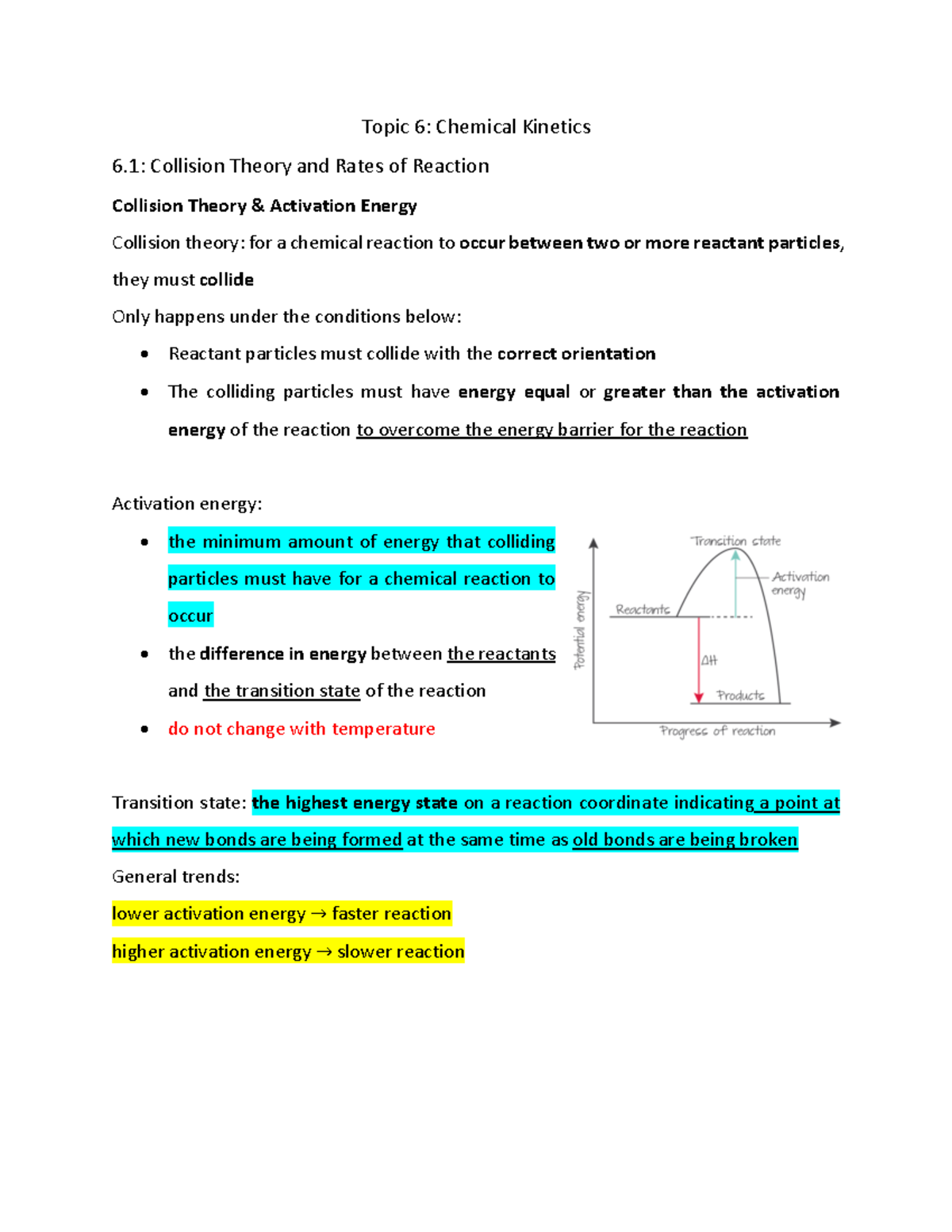 IB HL Chem T6 & 16 - Topic 6: Chemical Kinetics 6: Collision Theory and ...