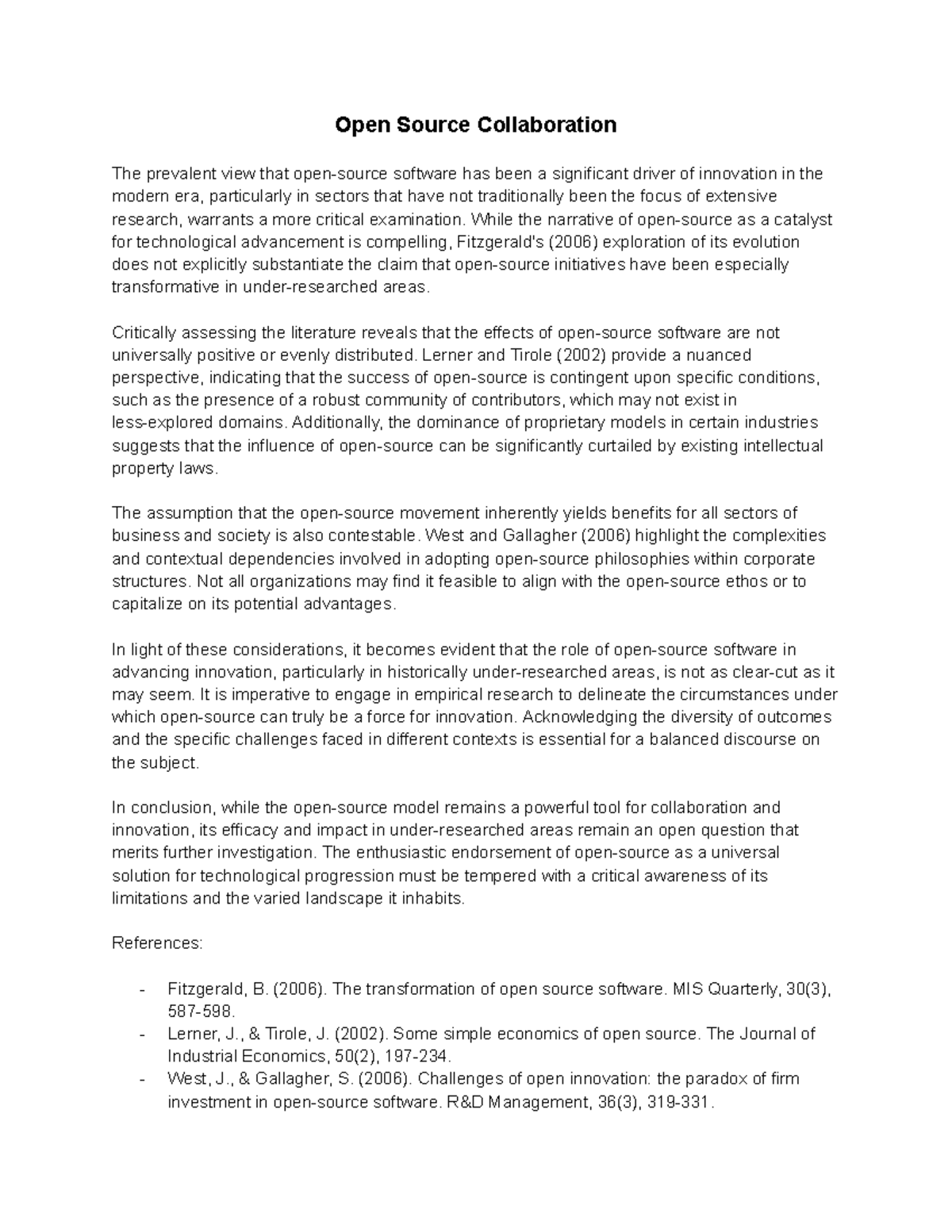 Open Source Collaboration - While the narrative of open-source as a ...