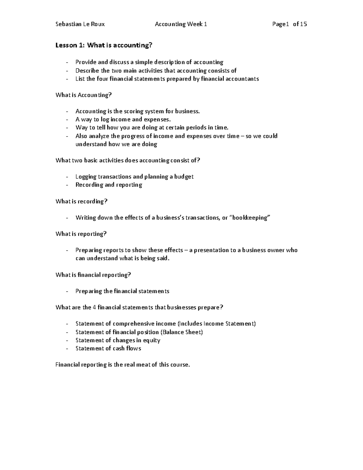 ACC week 1 - ACC1006 online lecture notes - Lesson 1: What is ...