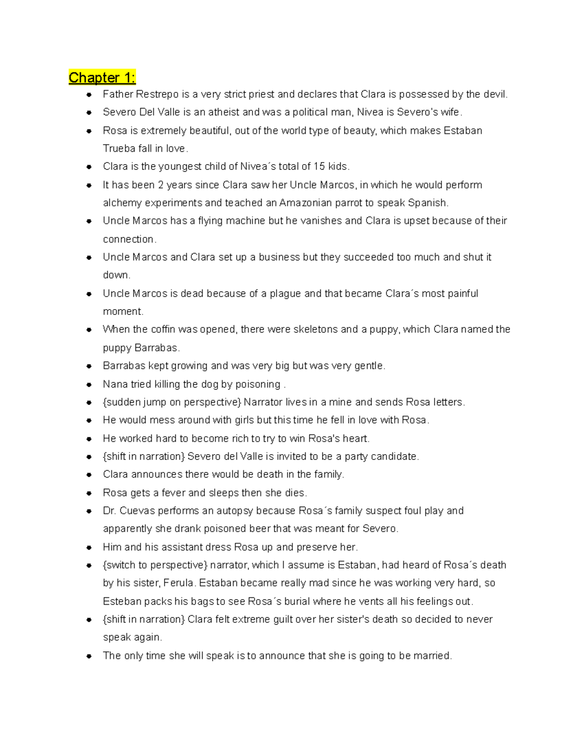 The House of the Spirits Notes - Chapter 1: Father Restrepo is a very ...