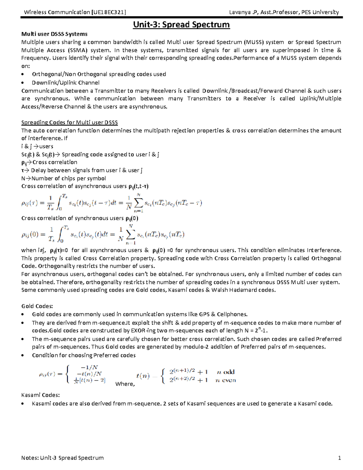 Multi user DSSS Systems - Wireless Communication [UE18EC321] Lavanya .P ...
