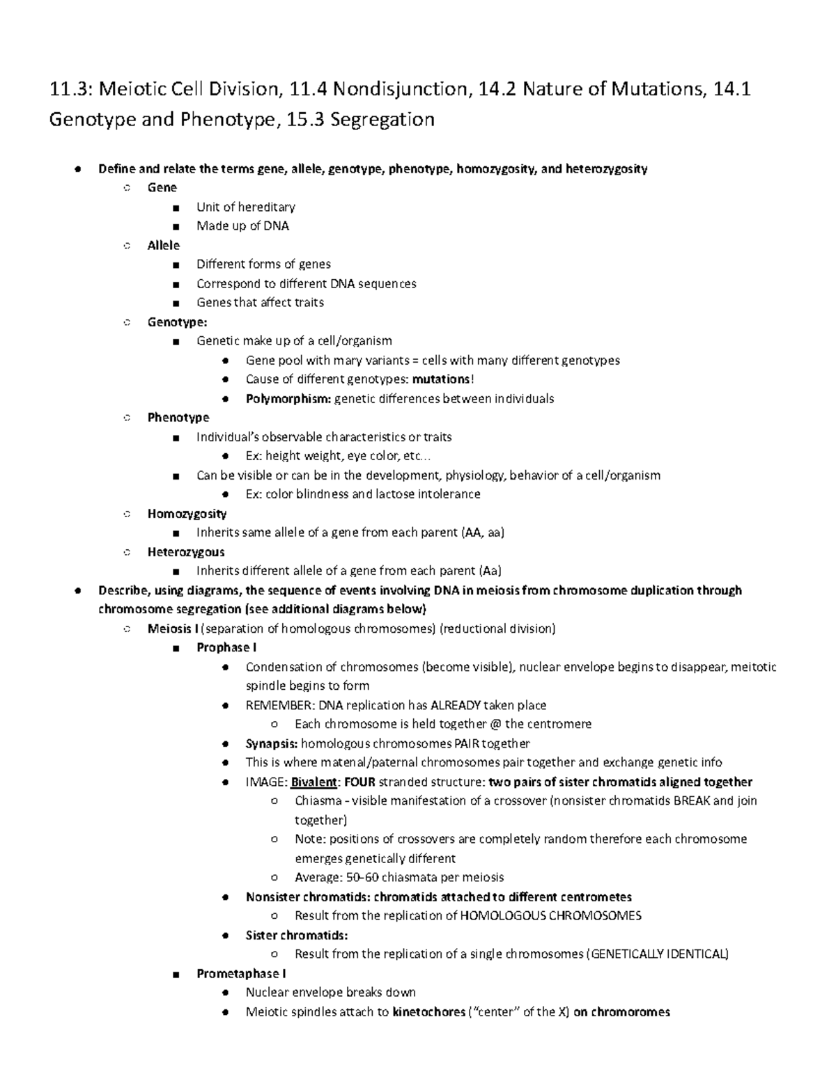 LS 7B - week 1 notes - Marcot - 11: Meiotic Cell Division, 11 ...