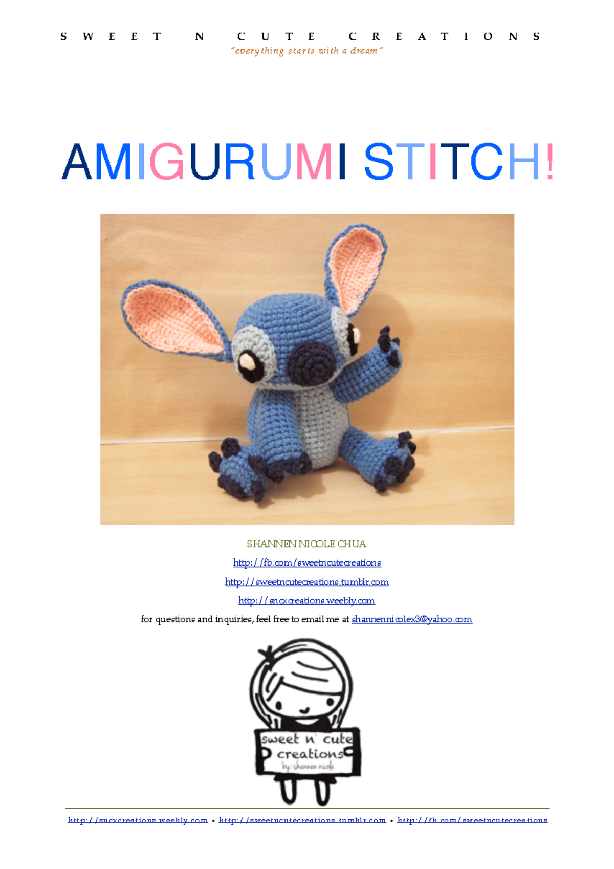 Amigurumi-28Stitch - Stits - S W E E T N C U T E C R E A T I O N S “ ev e ry t hing sta r ts wit ...