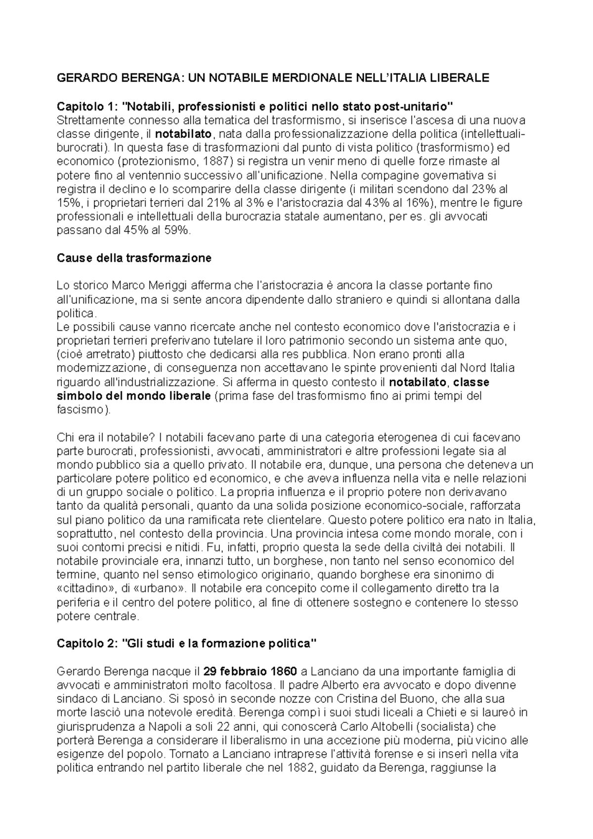 Gerardo Berenga: Un notabile meridionale nell'Italia meridionale ...