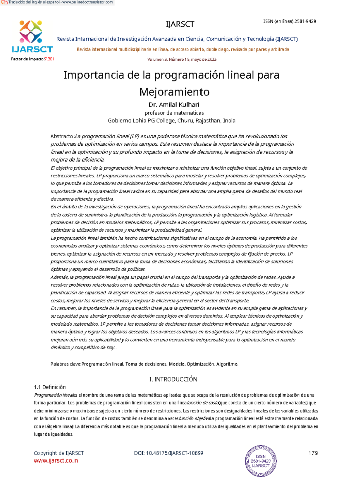 Significance of Linear Programming for Optimization - IJARSCT ISSN (en línea) 2581 ...