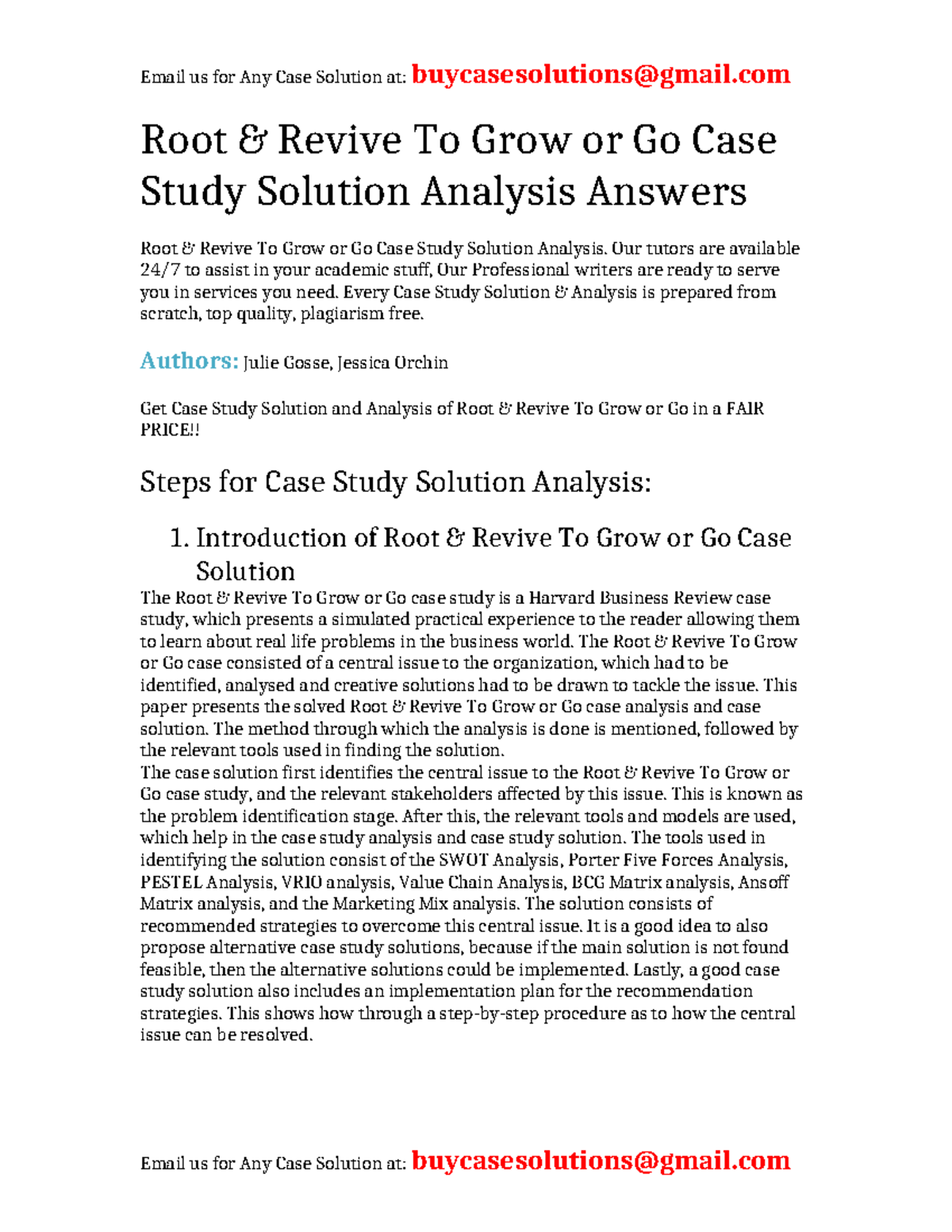 Case Solution Root & Revive To Grow or Go - Root & Revive To Grow or Go Case Study Solution ...