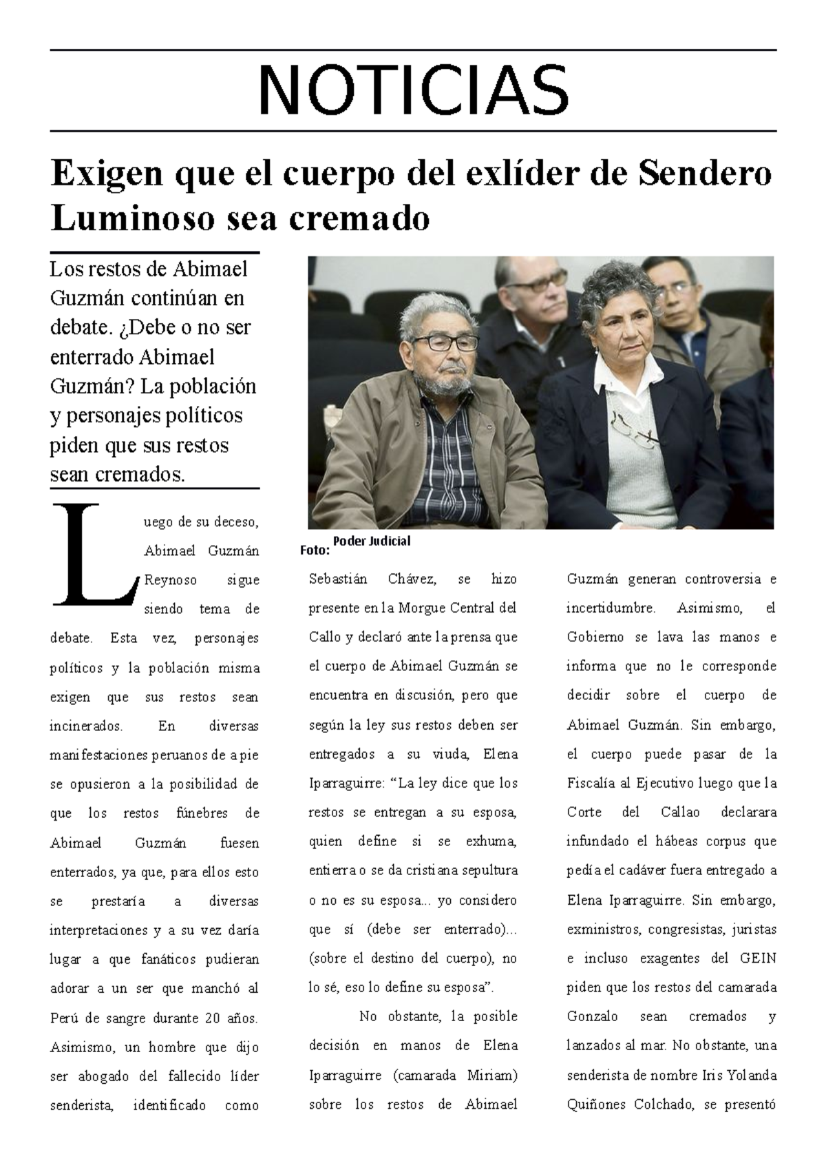 Informe 2 de Taller de lenguaje periodístico UPC - NOTICIAS Exigen que ...