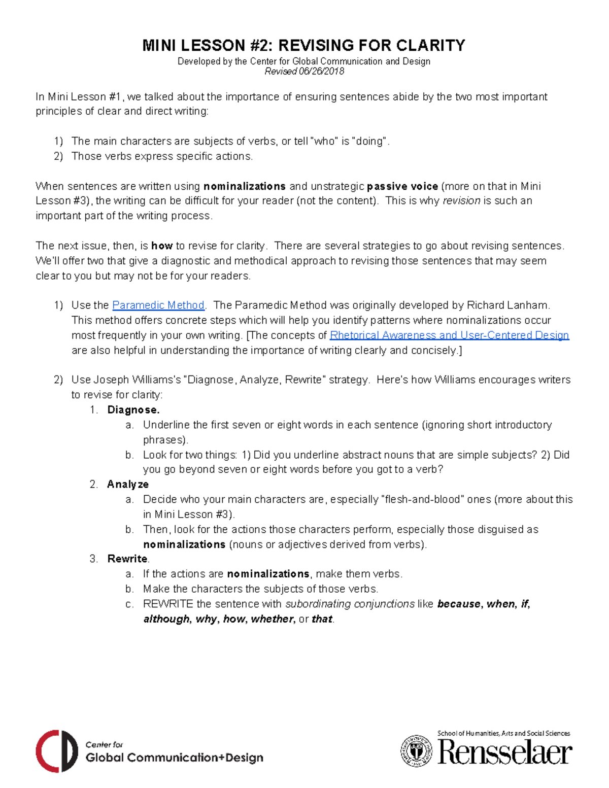 Comm D Lesson 2 Revising for clarity 6 - MINI LESSON #2: REVISING FOR ...
