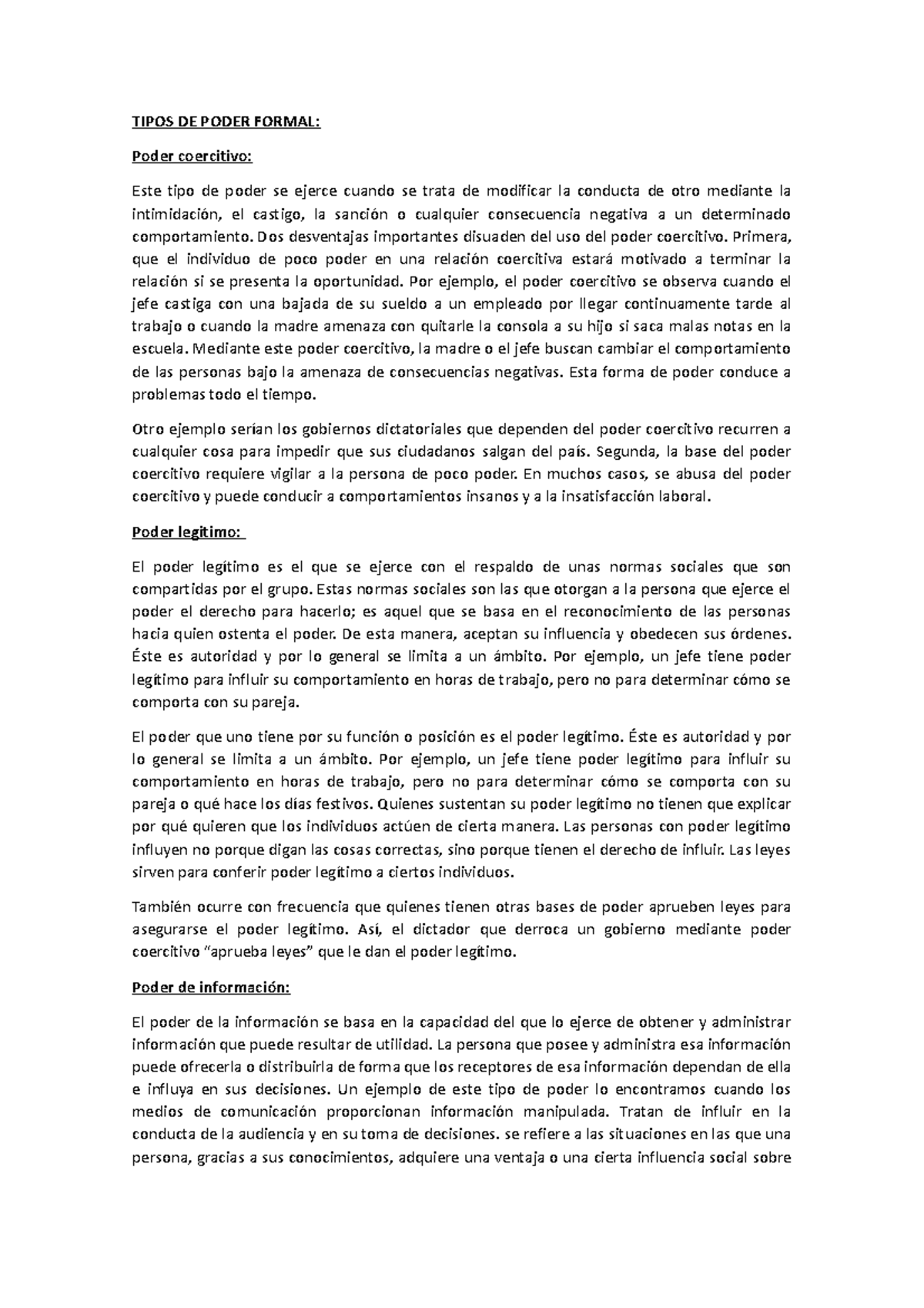 Tipos DE Poder Formal - Ciencia Politica - TIPOS DE PODER FORMAL: Poder ...